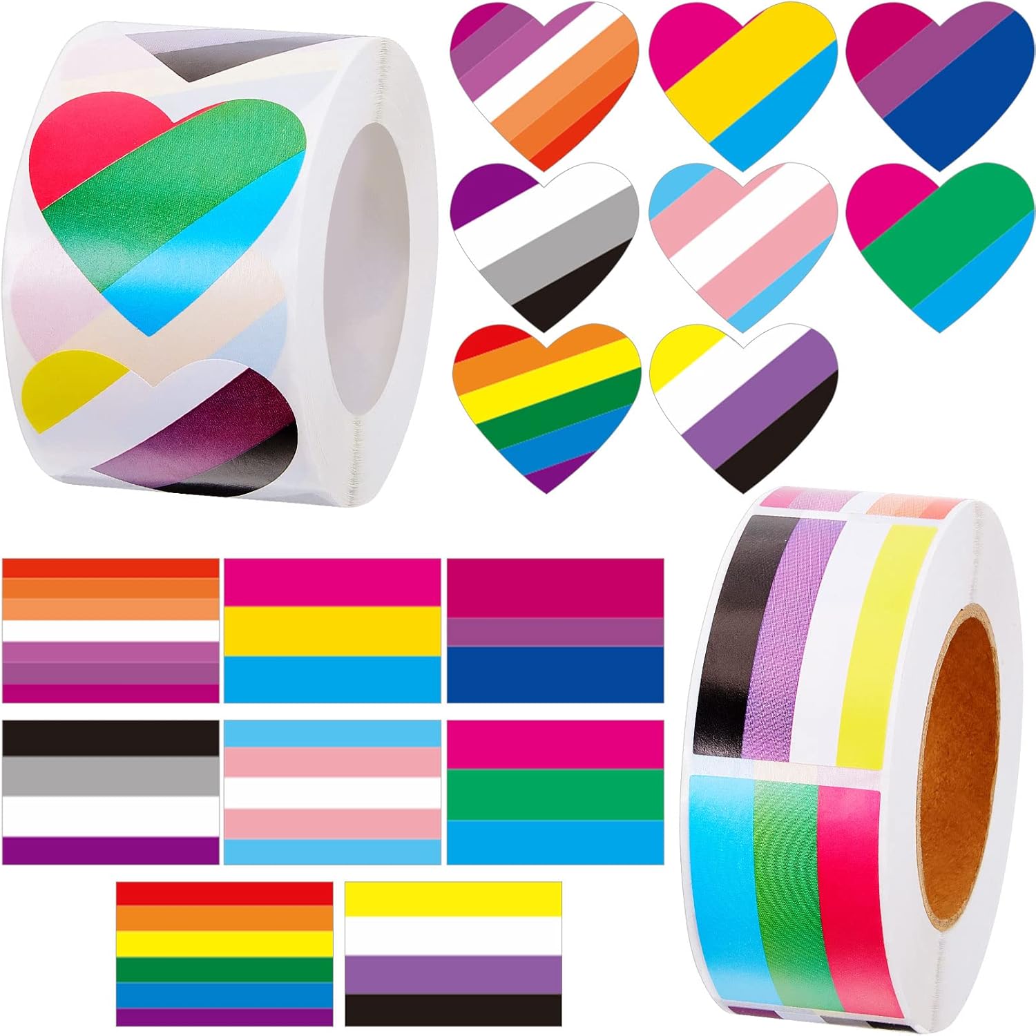Amazon.com: Gersoniel 1000 Pcs LGBTQ Pride Heart Sticker Lesbian Gay ...