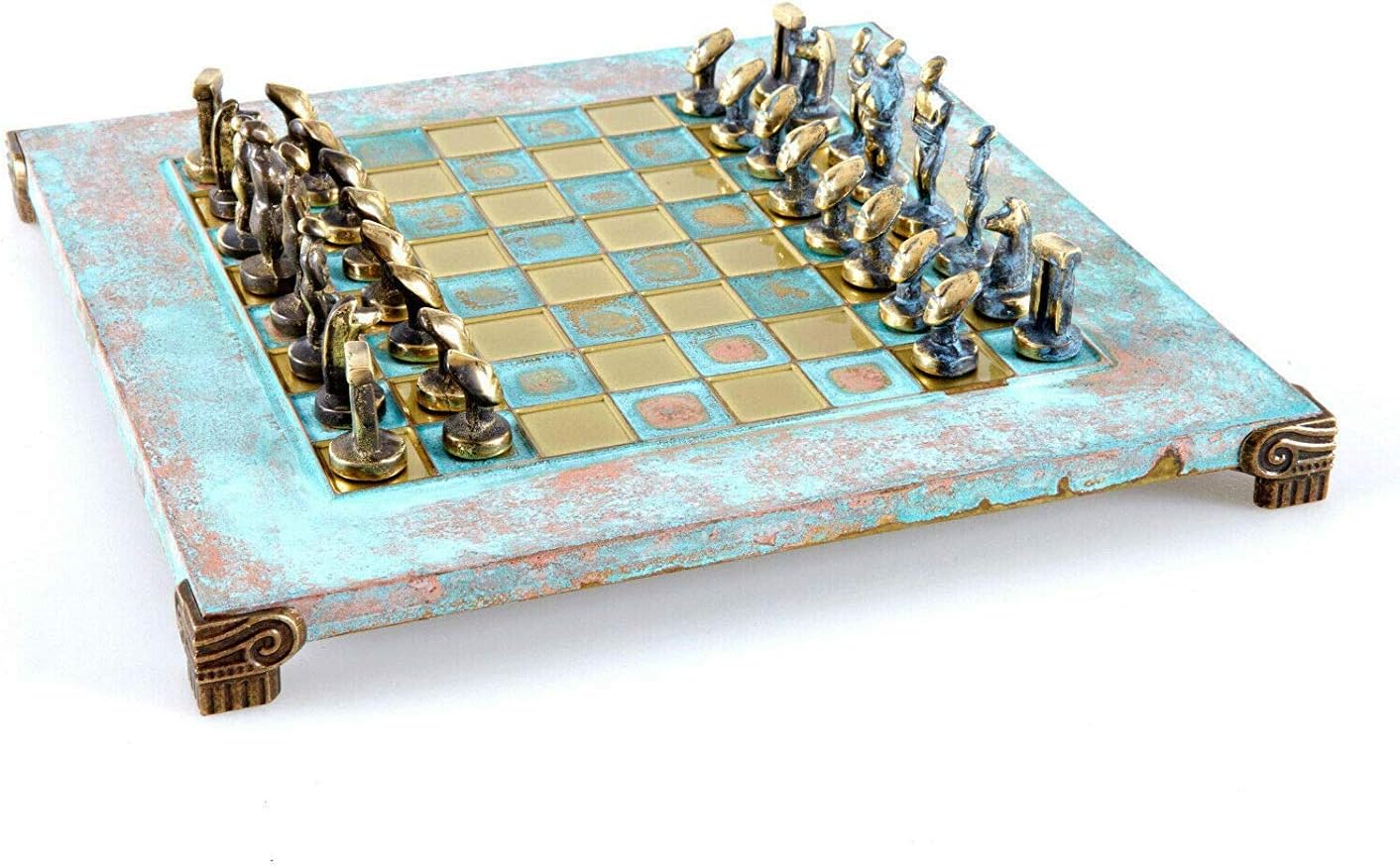 Cycladic Art Chess Set - Bronze Material - Blue Oxidized Chess Board ...