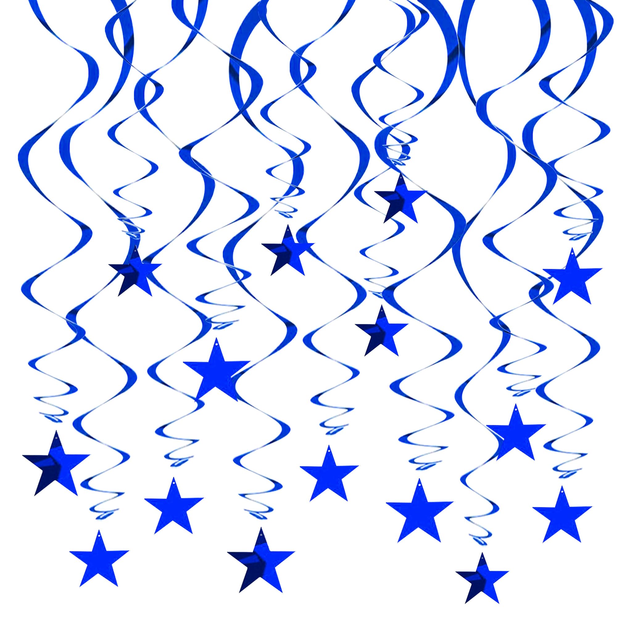 Amazon.com: BEISHIDA Blue Star Hanging Swirl Decorations,Hanging Gold ...