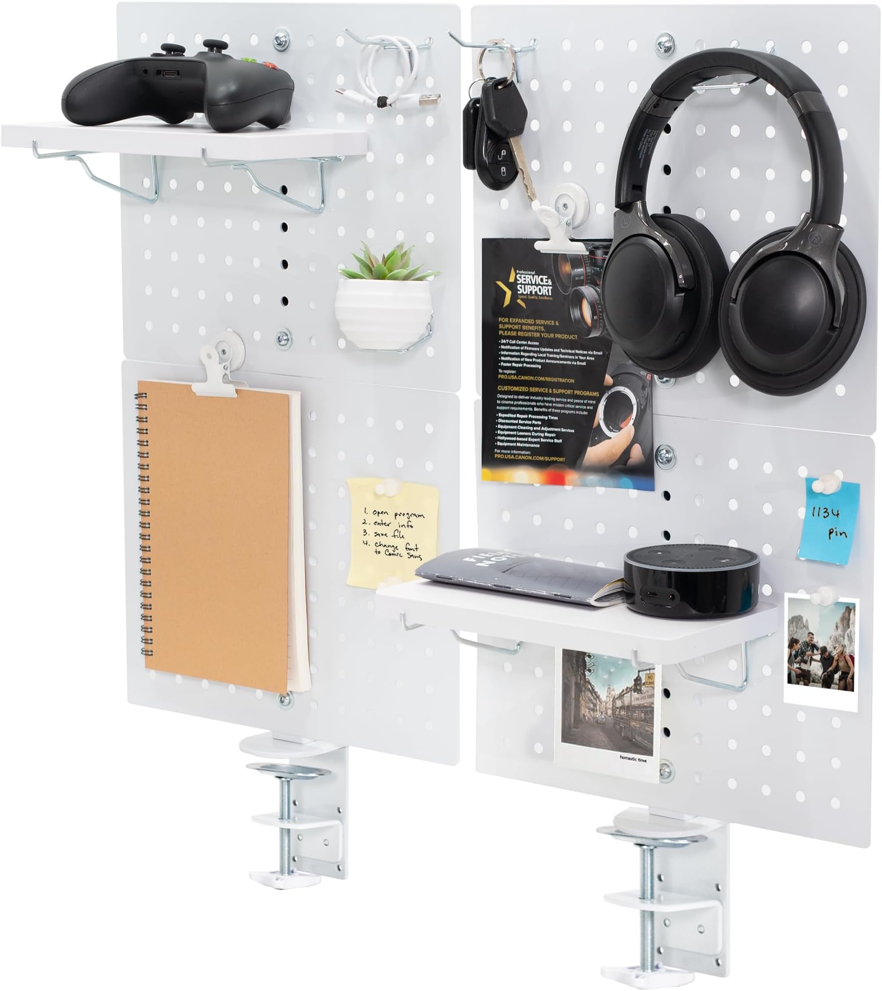 Amazon.com: Clamp On Desk Organizer Shelf, Desk Extender Pegboard ...