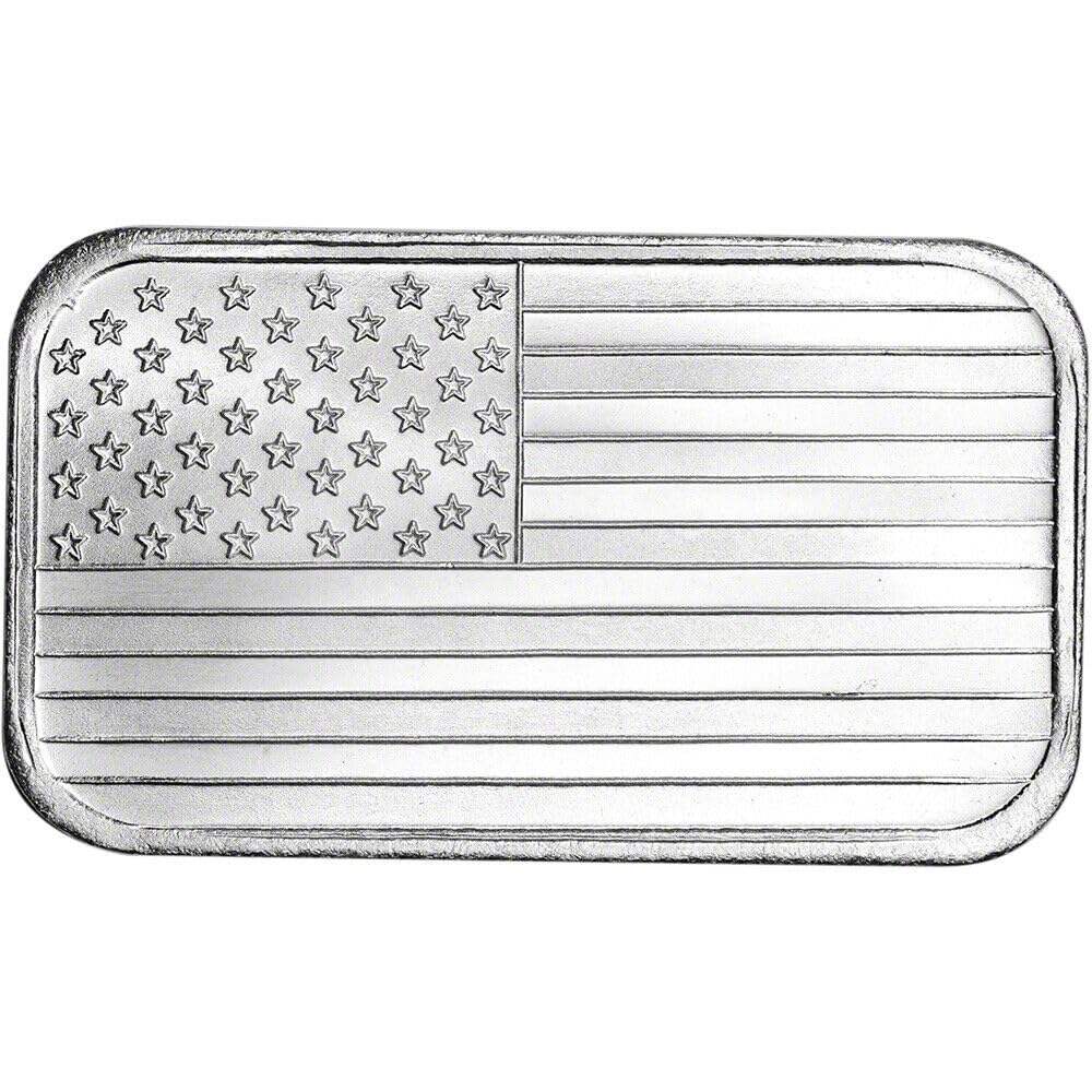 1 oz USA American Flag silver bar sealed reverse space for engraving in ...