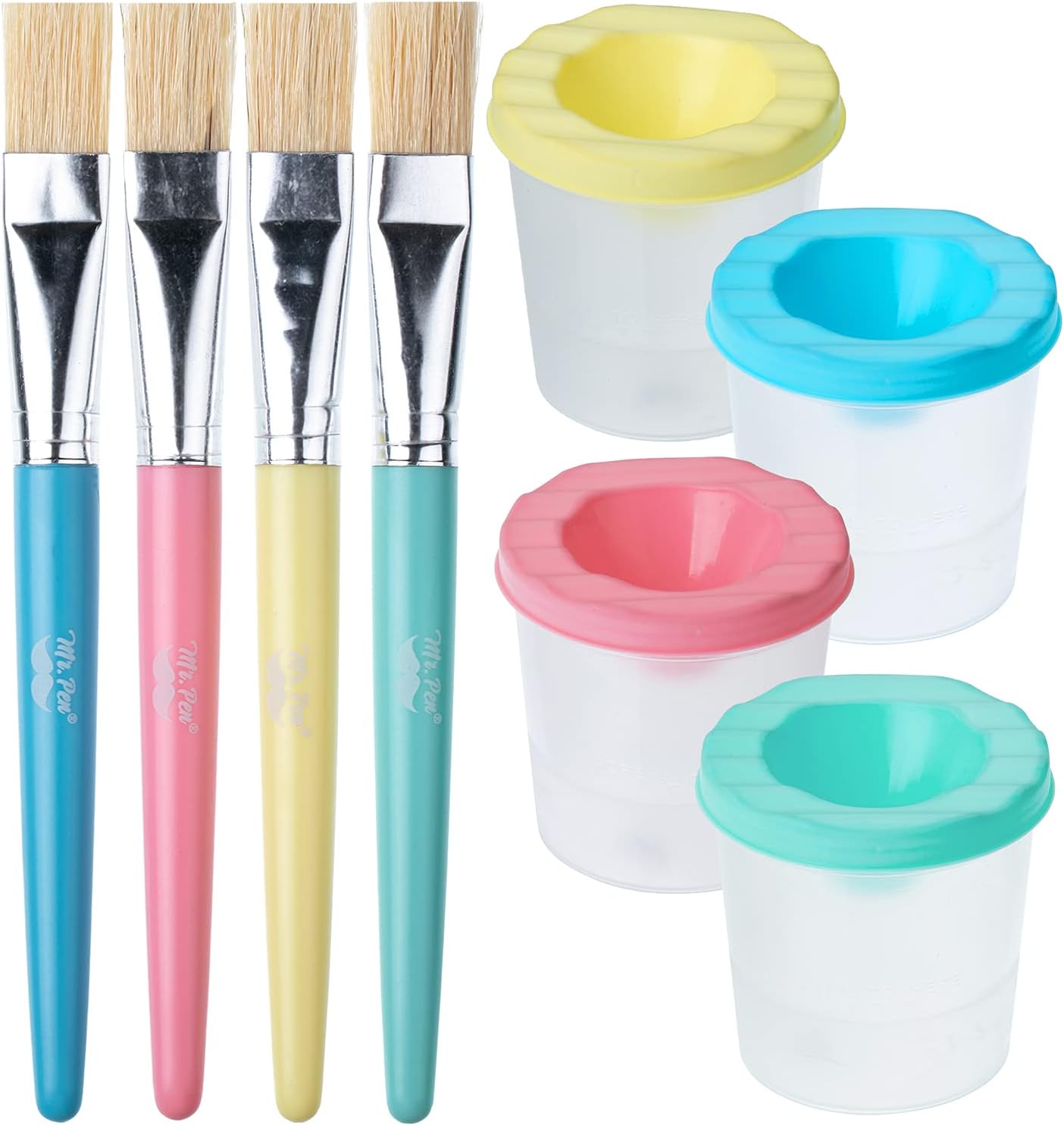 Amazon.com: DIYASY 4 Pcs Kids No Spill Paint Cups and 4 Round Paint ...