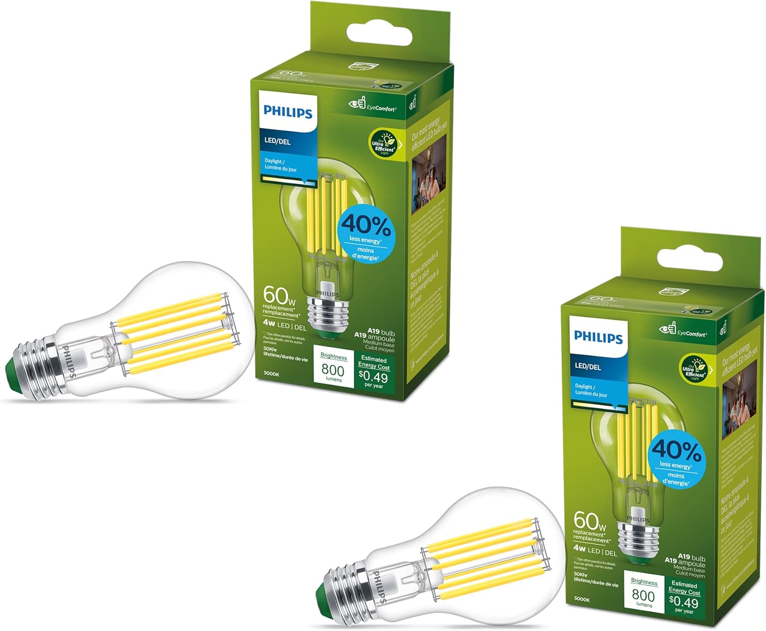 Philips LED Ultra Efficient Non-Dimmable A19 Light Bulb - EyeComfort ...