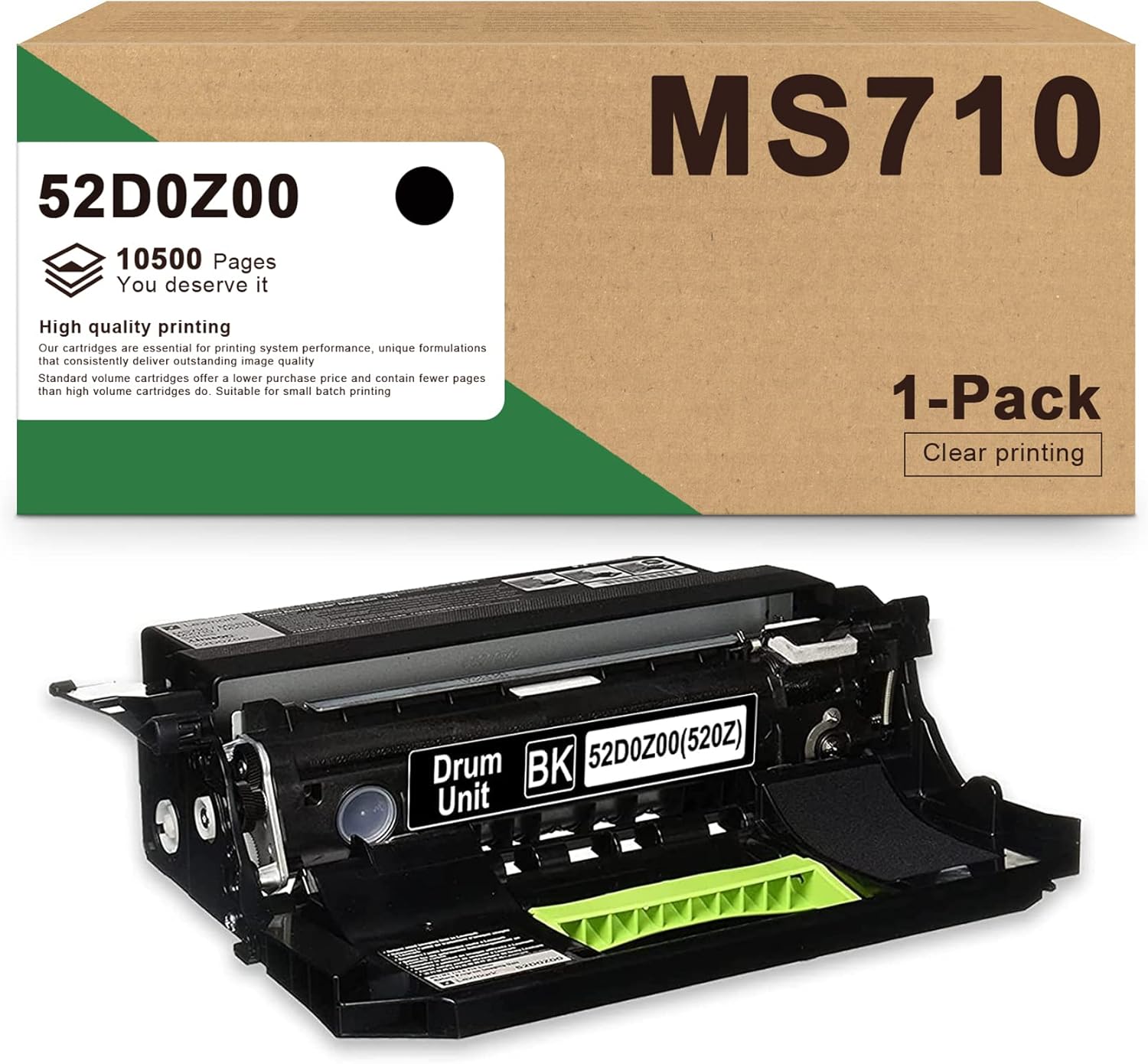 Amazon.com: 520Z 52D0Z00 Black Drum Unit (1-Pack) - DRA Compatible 520Z ...