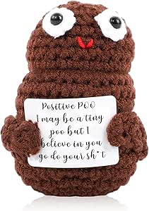 Runmeihe Funny Positive Poo, Mini Cute Wool Knitting Doll with ...