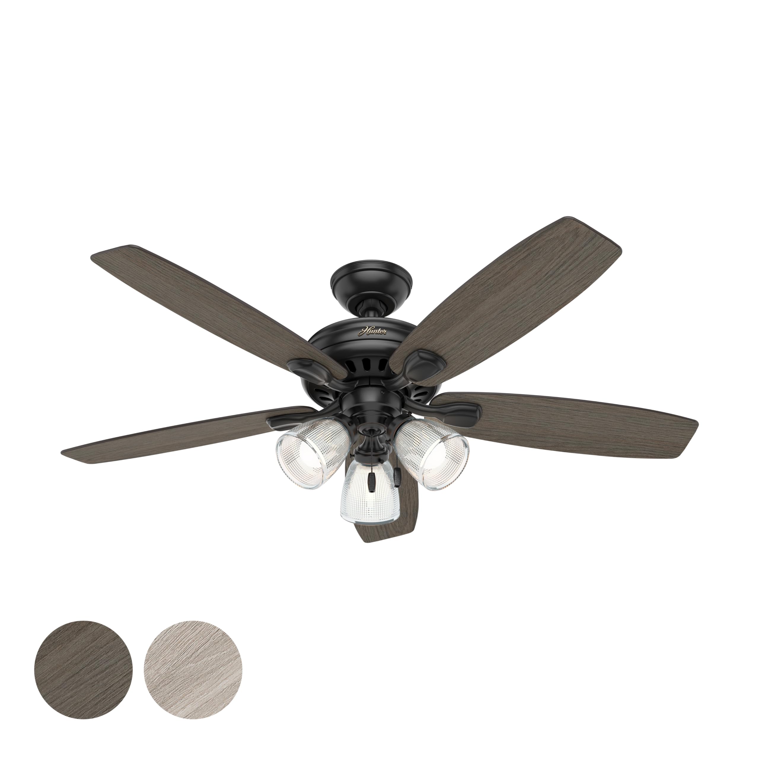 Snapklik.com : Hunter 52 Inch Matte Black Finish Contemporary Ceiling Fan