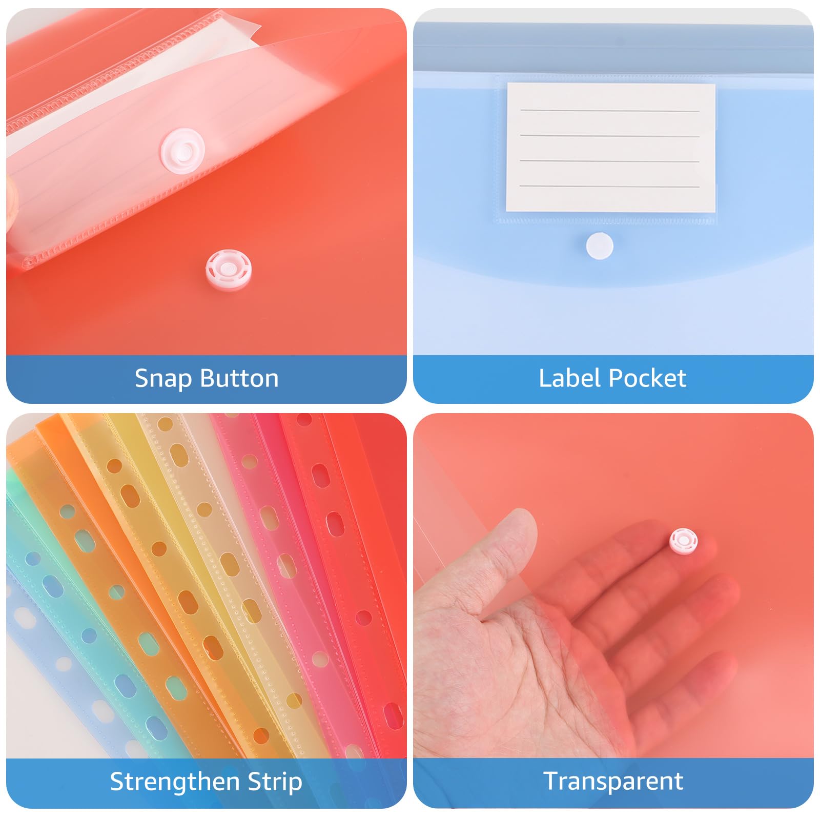 LDHHYH 21 Pack Plastic Wallets A4 Punched Pockets, Expandable A4 ...