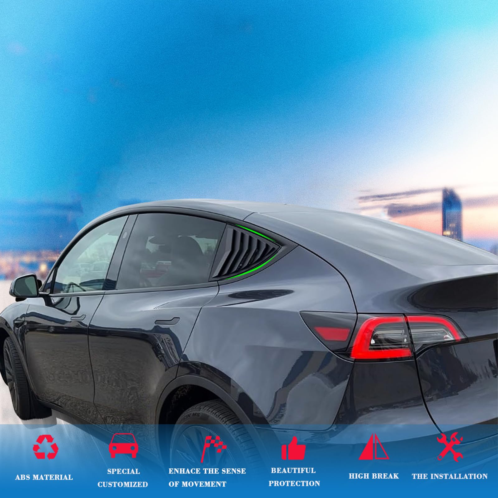 Snapklik.com : YHCDSEA For Model Y Side Window Louver Cover Sport Style ...