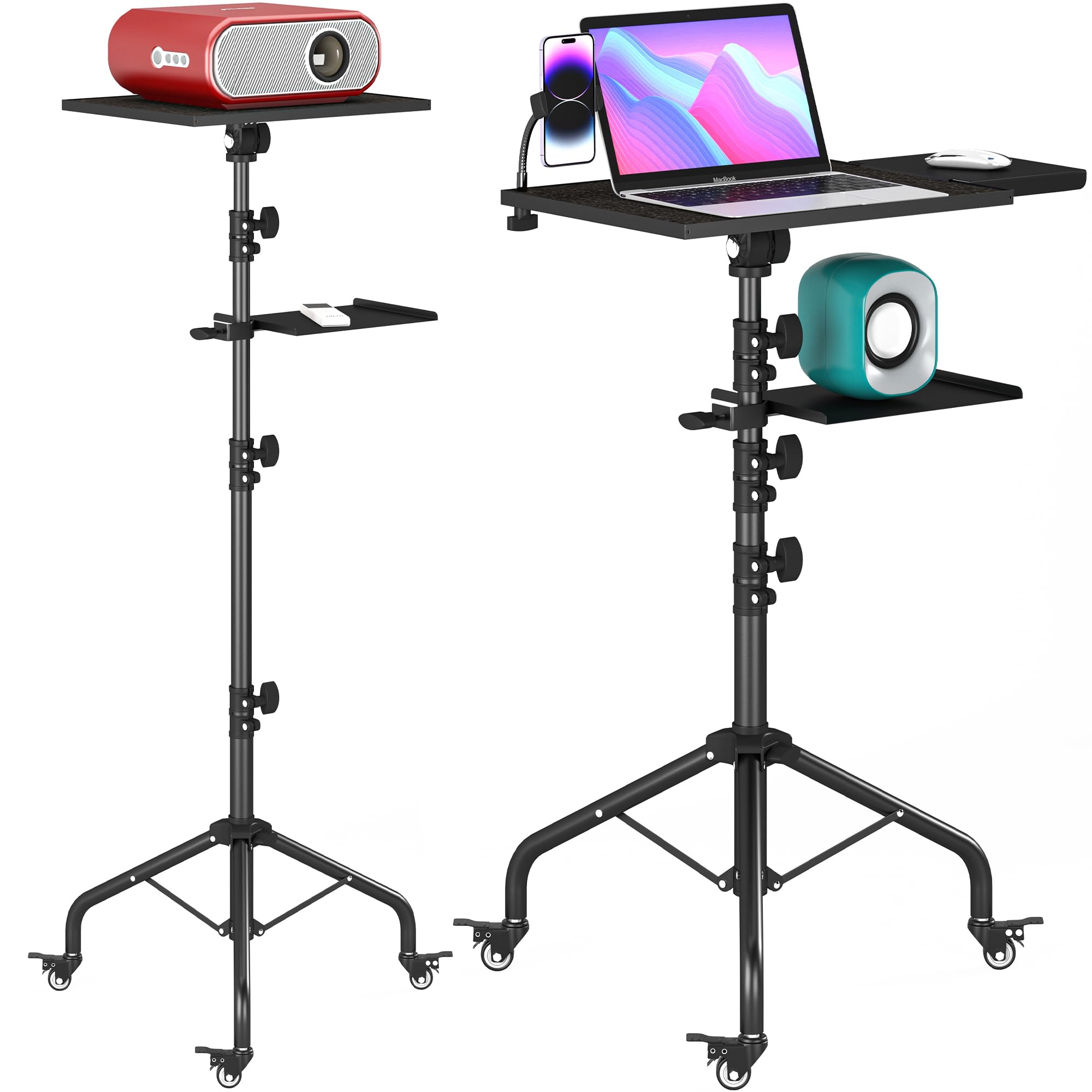 Amazon.com: DECOSIS Projector Stand on Wheels with 2 Shelves, Laptop ...