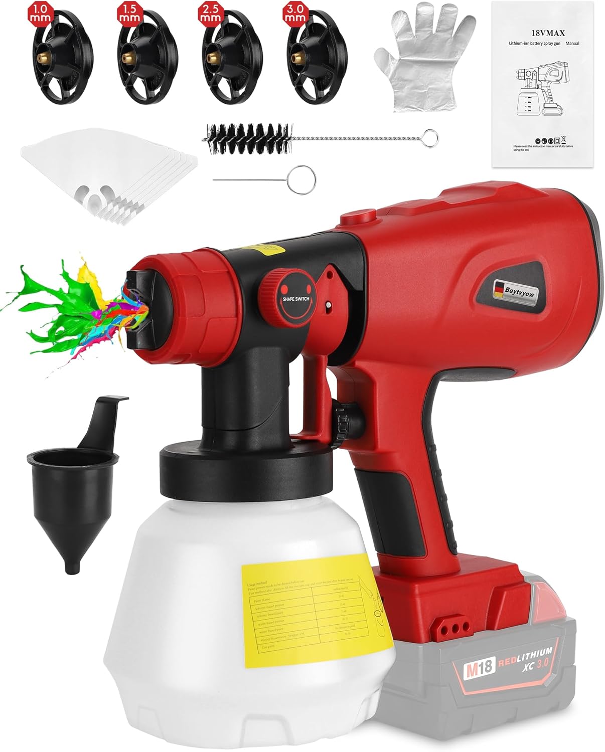 Cordless Paint Sprayer for Milwaukee M18 18V Li-ion Battery,Handheld ...
