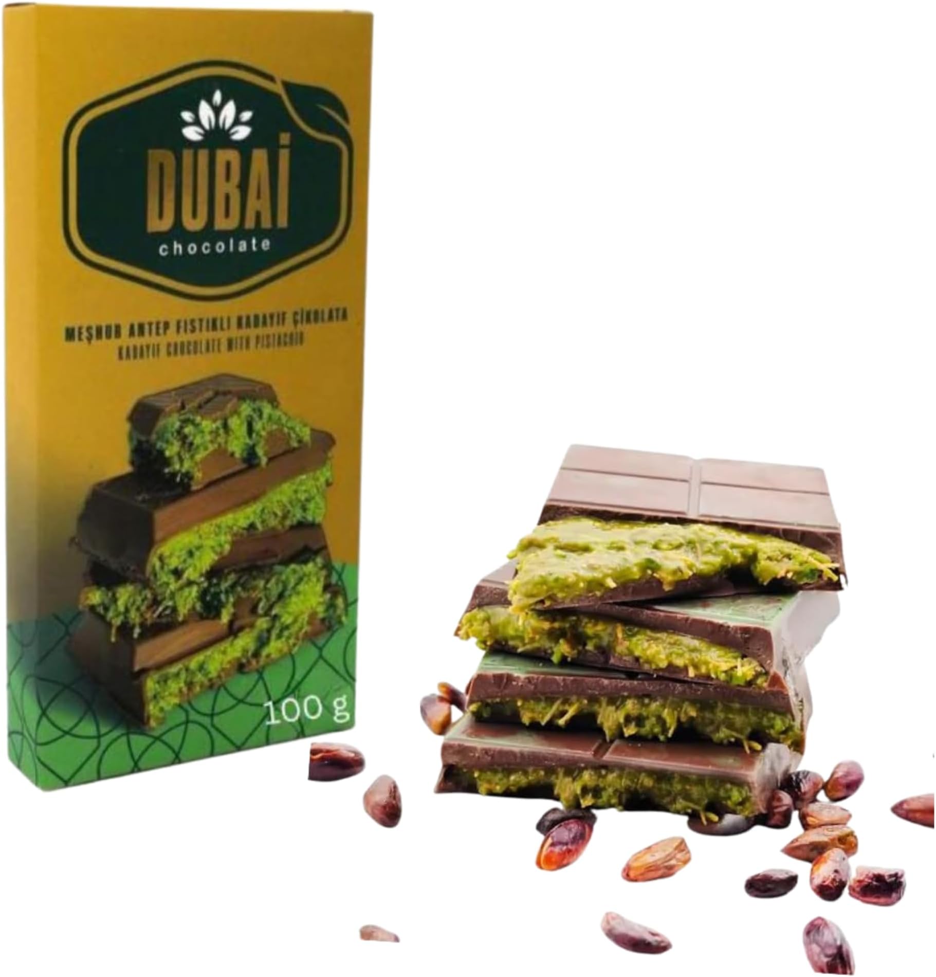 Amazon.com : Dubai Chocolate - Milk Chocolate With Pistachio, 93 gram x ...