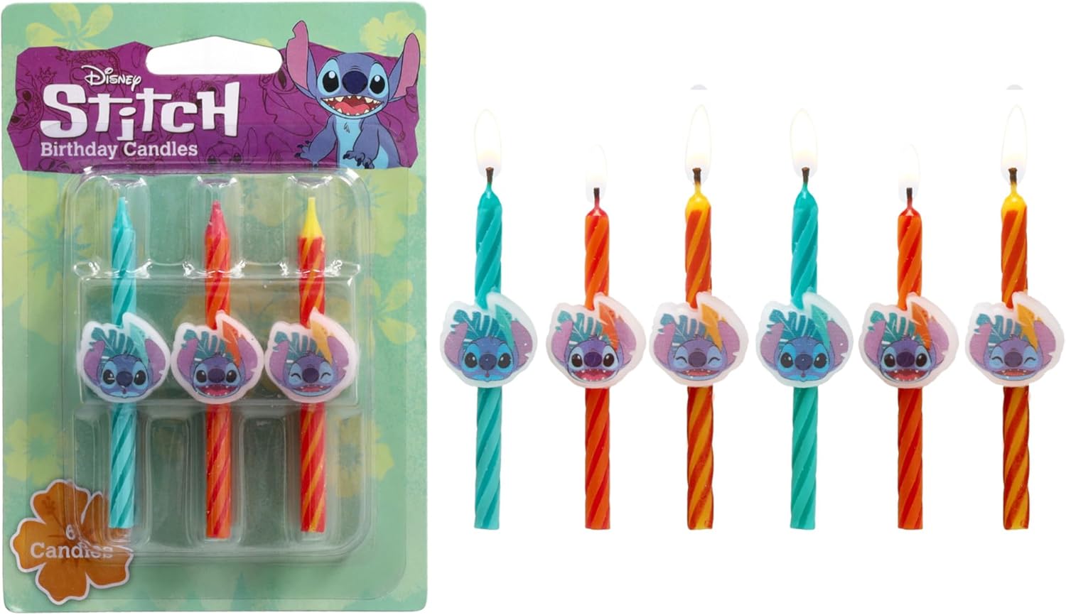 Amazon.com: Disney's Stitch Birthday Cake Candles | 6 Birthday Candles ...