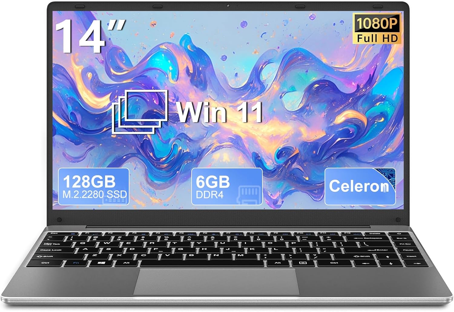 Laptop Win 11 14″ 6GB DDR4 128GB SSD N4020 (hasta 2.8Ghz) 2-Core 1920×1080 FHD Dual WiFi BT4.2 ...