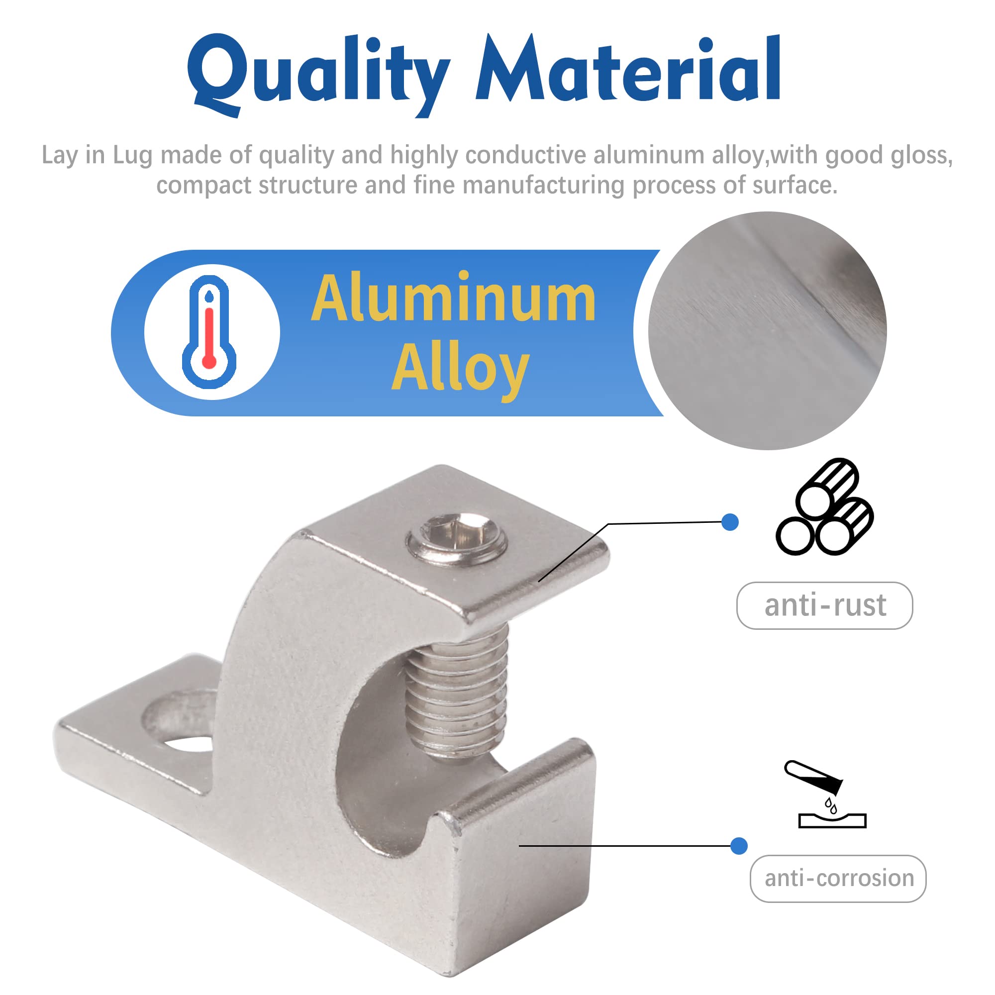 Snapklik.com : 6Pcs Grounding Lug Aluminum Lay In Connector Grounding ...