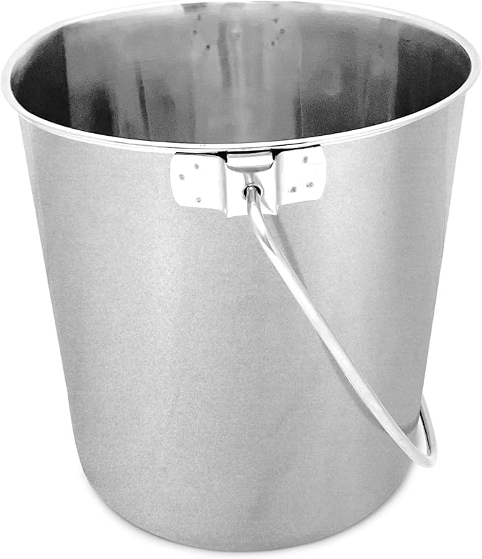 Amazon.com: PetYupp Heavy Duty Stainless Steel Flat-Side Bucket - 13 ...