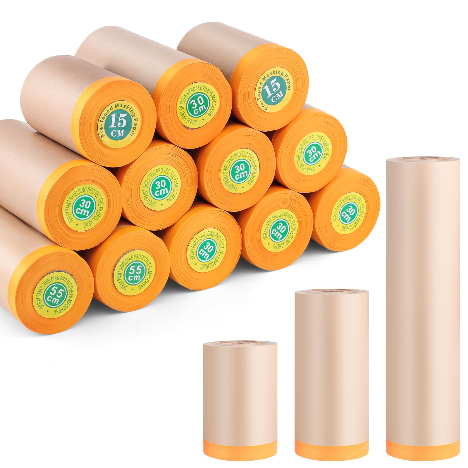Gyfent Masking Paper, 12 Rolls Pre-Taped Masking Paper for Painting ...