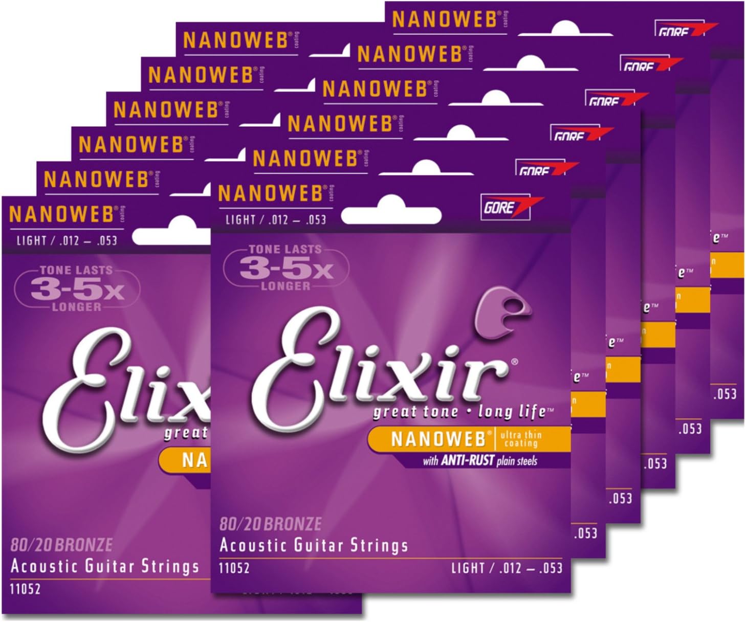 Amazon.com: 12 Sets of Elixir 11052 Light Acoustic Strings (12-53 ...