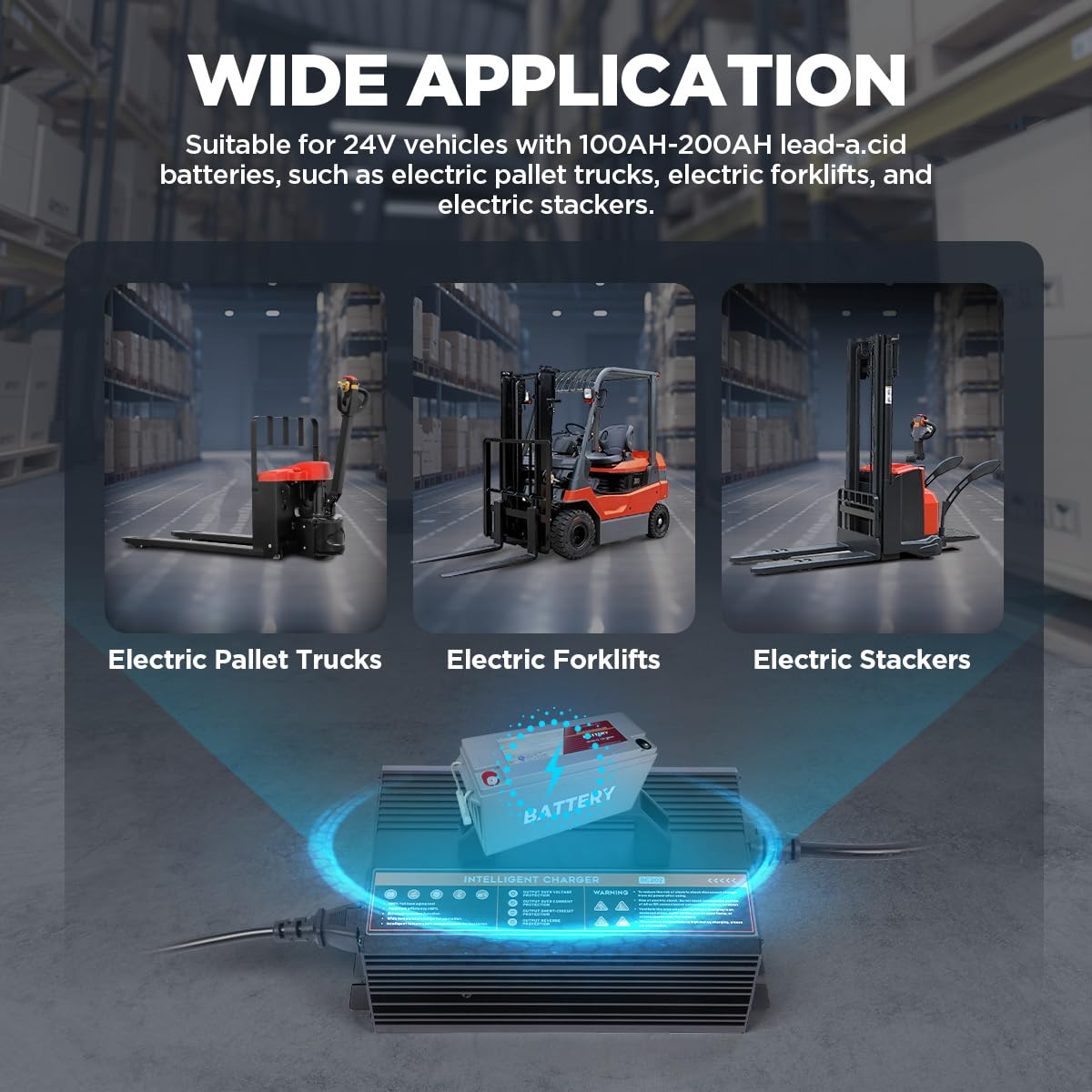 Snapklik.com : Forklift Battery Charger 24V 20A Smart Forklift Charger ...