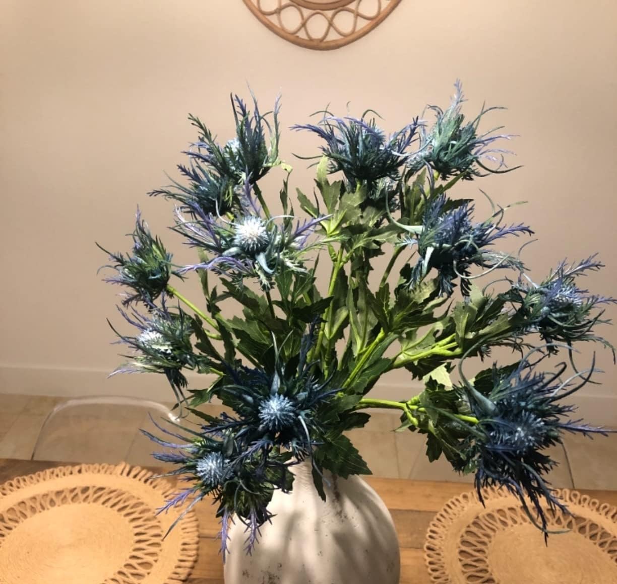 Snapklik.com : 8 Stems Artificial Thistle Flowers 8 Branch Real Touch ...