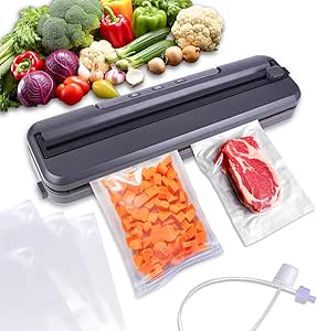 Amazon.com: Vacuum Sealer Machine, including bag and built-in cutter, food storage automatic air ...