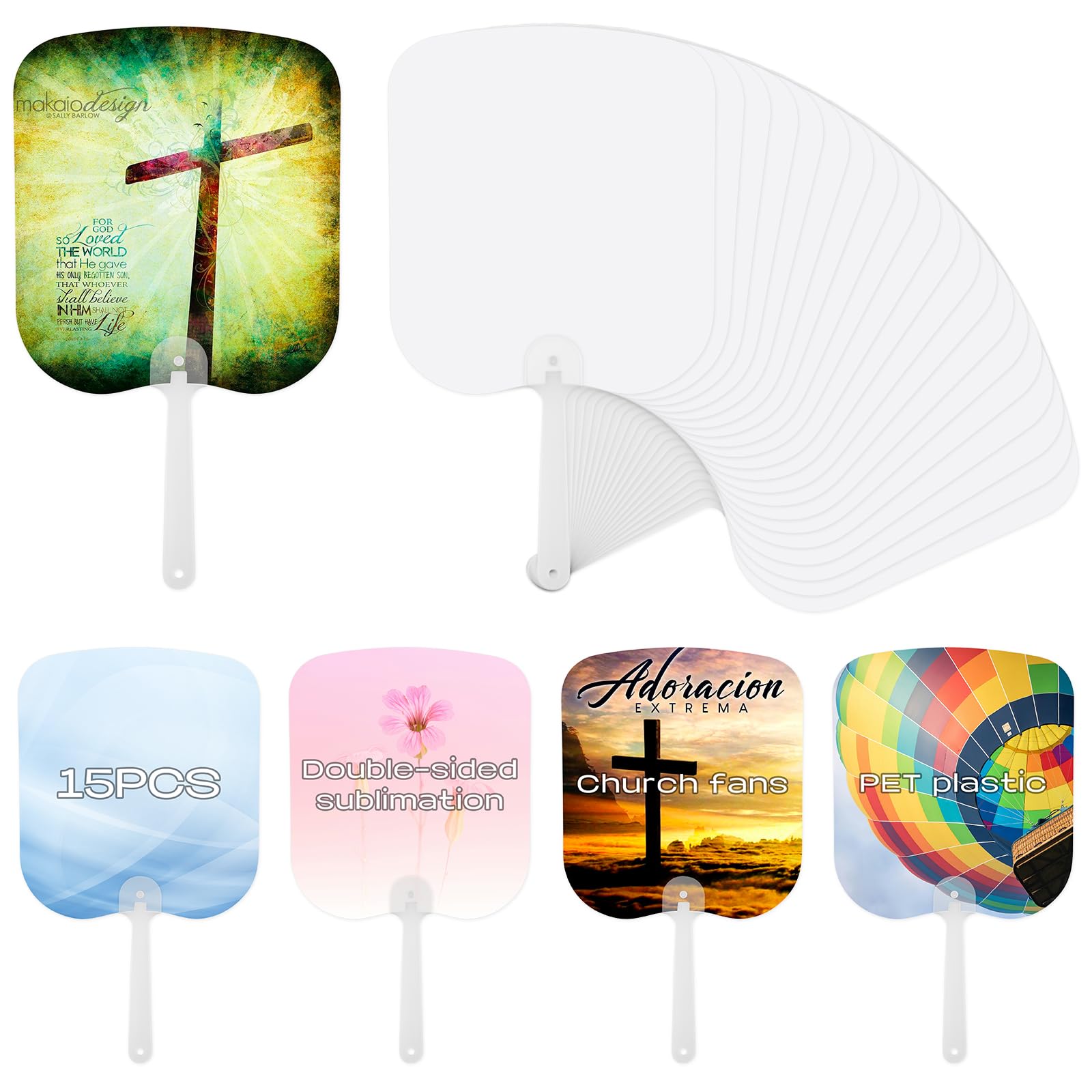 Amazon.com: Framendino, 15 Pack Sublimation Fan Blanks Plastic Handheld ...