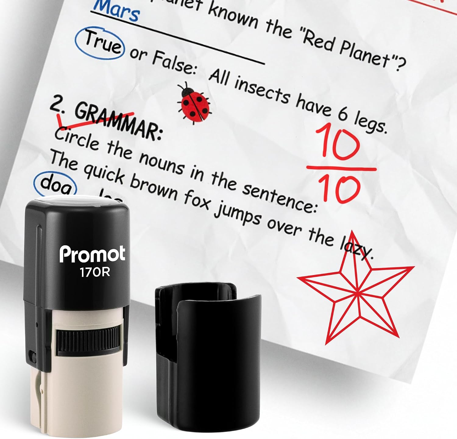 Amazon.com: Promot - Self-Inking Stamps for Teachers, Round Rubber ...