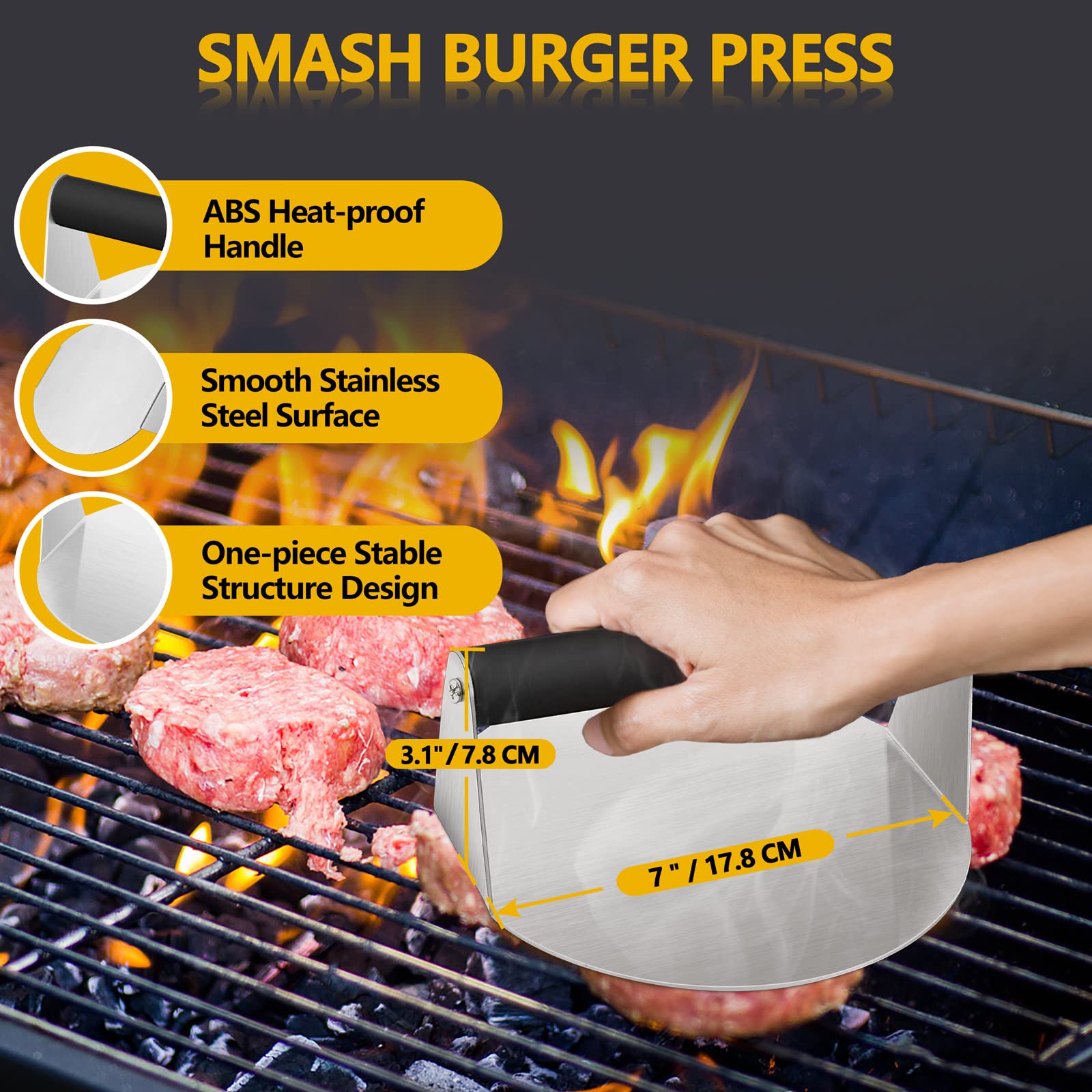 Snapklik.com : Leonyo 4Pack Burger Smasher Tool, Stainless Steel Smash ...