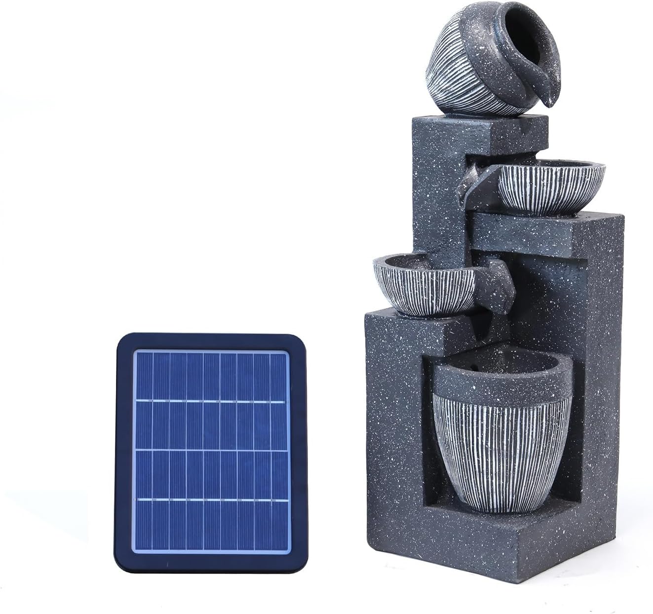 Warmiehomy Solar Powered Cascading Bowl Shaped Garden Water Feature ...