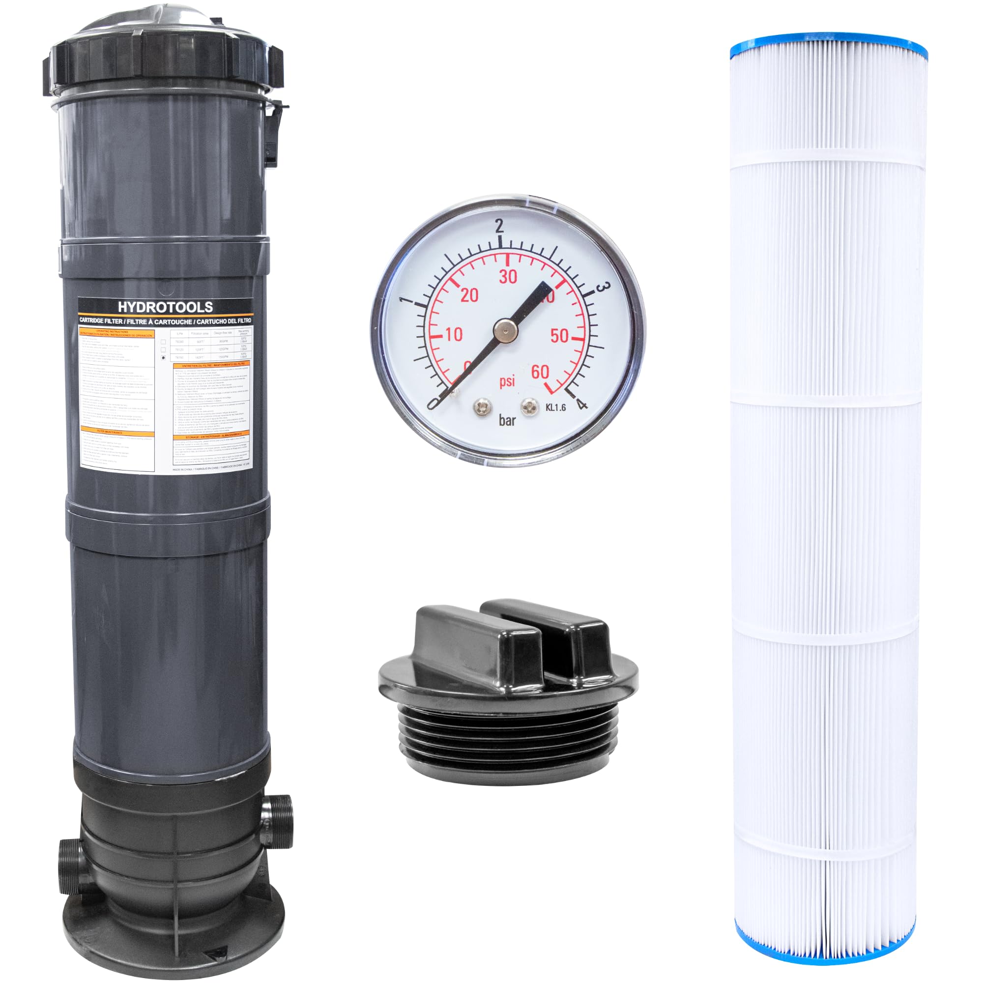 HYDROTOOLS BY SWIMLINE Sure-Flo Cartridge Pool Filter TANK & ELEMENT ...