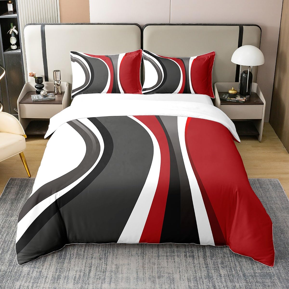 Red Black And Grey Bedding Gothic Fall Skeleton Three Piece Bedding