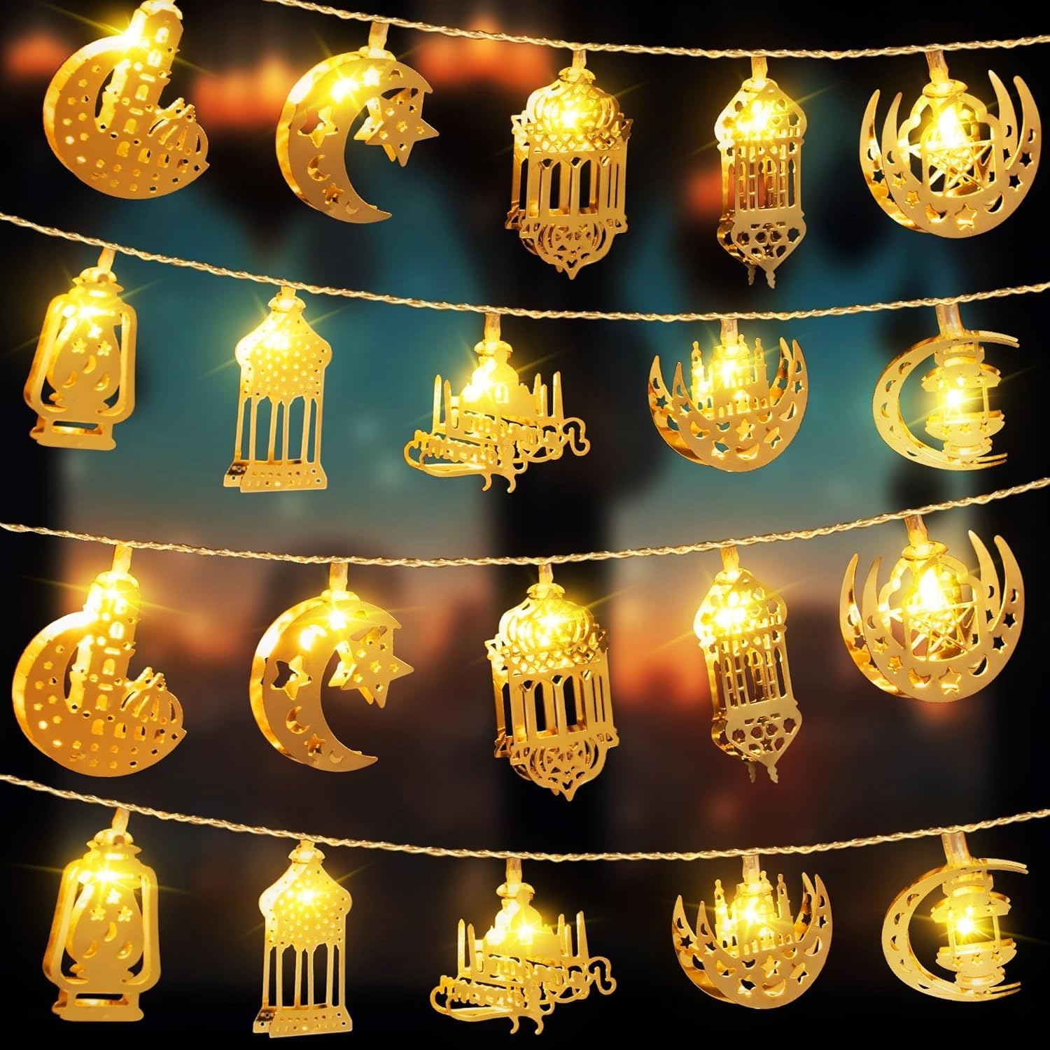 Ramadan Decorations Lights,Star Moon Ramadan Lights with Remote Control ...