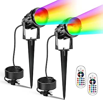 Spotlights Outdoor Waterproof, 8W RGBW Colored Outdoor Spot Lights for ...