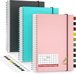 Amazon.com : Yiozojio Graph Paper Spiral Notebook - 3 Pack B5 Spiral ...