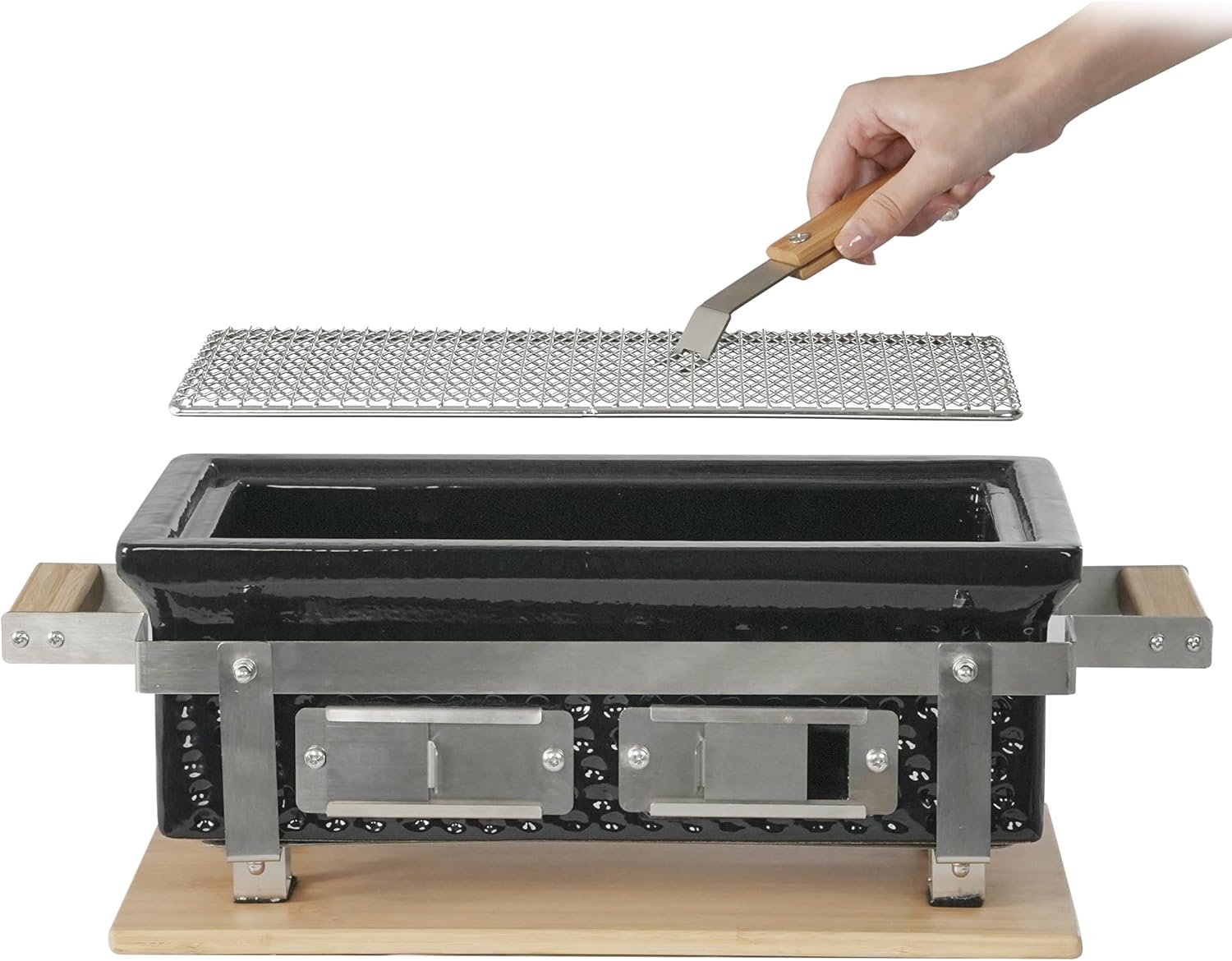 Amazon.com: AUPLEX Rectangle Hibachi Charcoal Ceramic Grill, Japanese ...