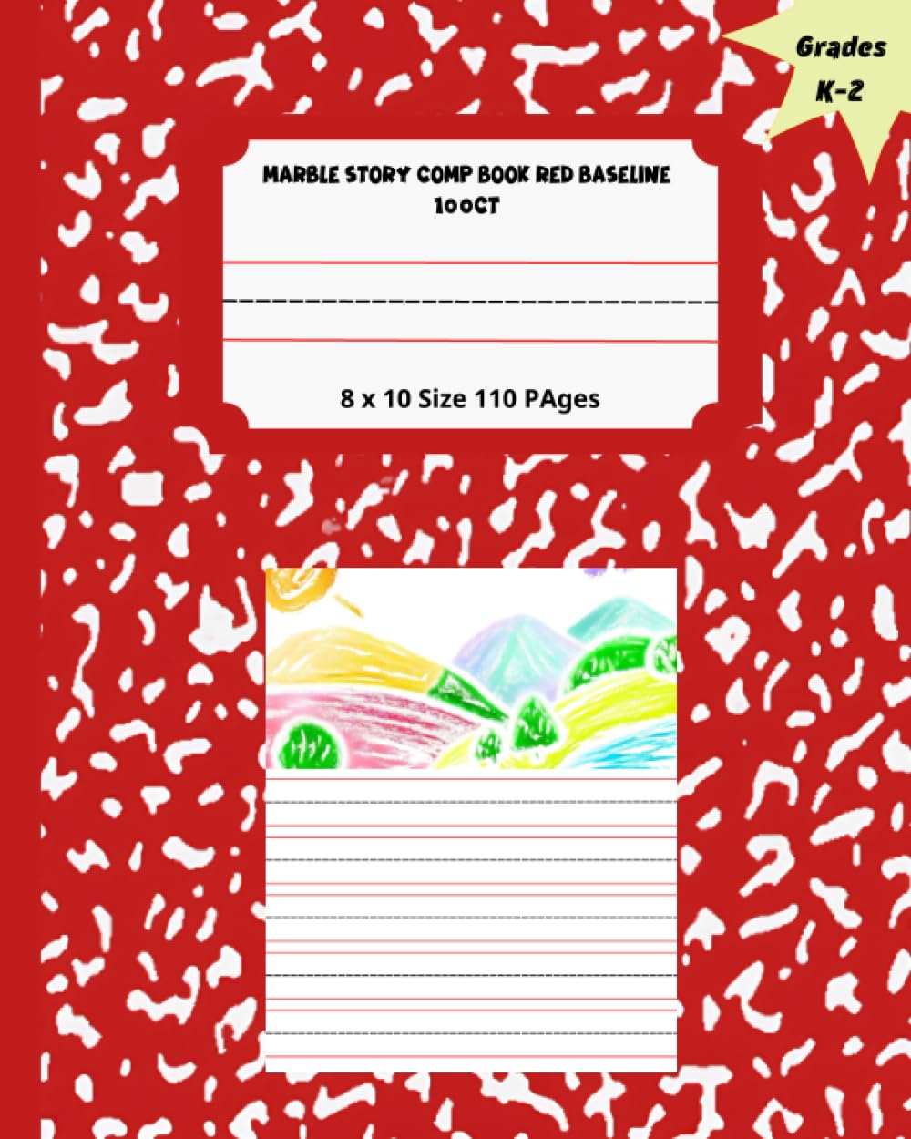 Marble Story Comp Book Red Baseline 100ct: Red Primary Composition ...