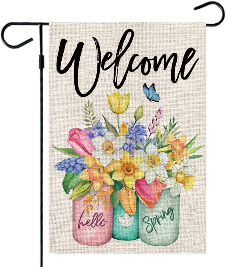 Amazon.com : 12" x 18" Garden Decorative Flag, Farmhouse Flag, Spring ...