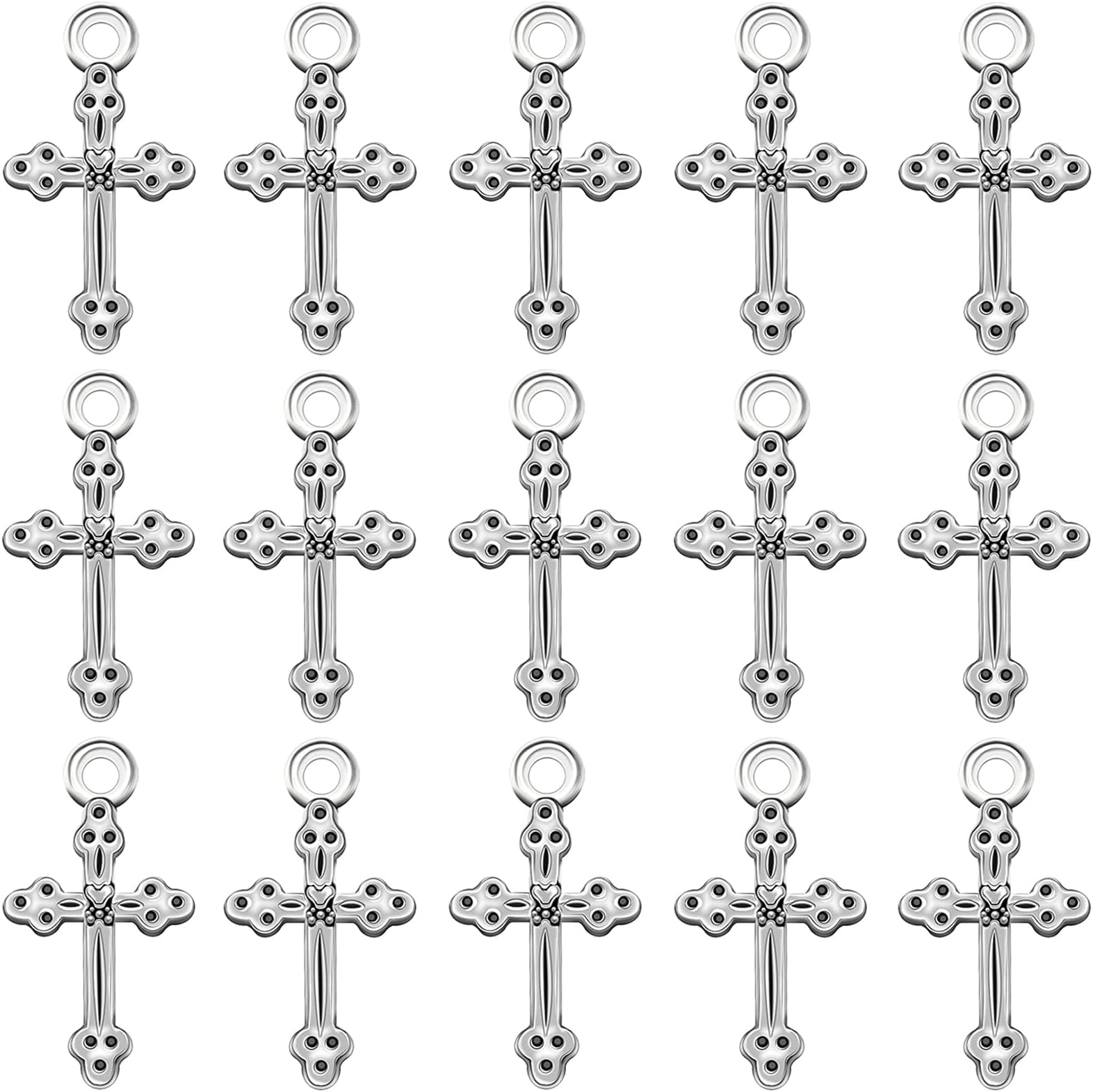 Amazon.com: 20 Pieces Mini Cross Shape Charms Connectors Metal Hollow ...