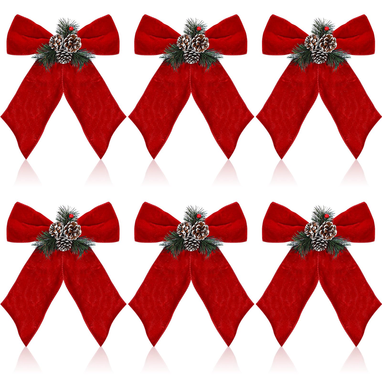 Amazon.com: Knitgrip 6 Pcs Large Velvet Bows for Christmas Tree 9.8'' x 12.6'' Large Christmas ...