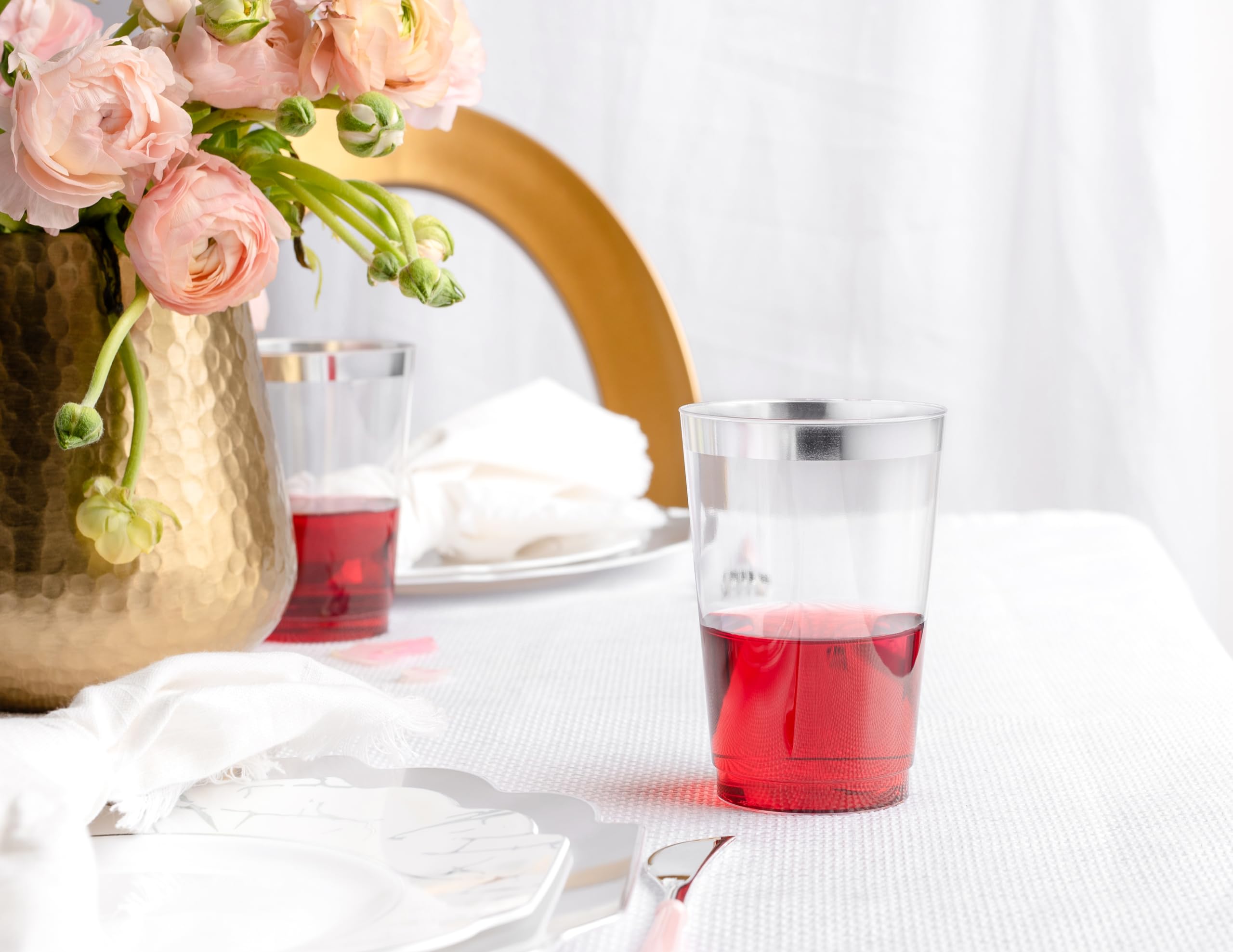 Snapklik.com : Posh Setting Clear Plastic Cups 12 Oz Silver Rim ...
