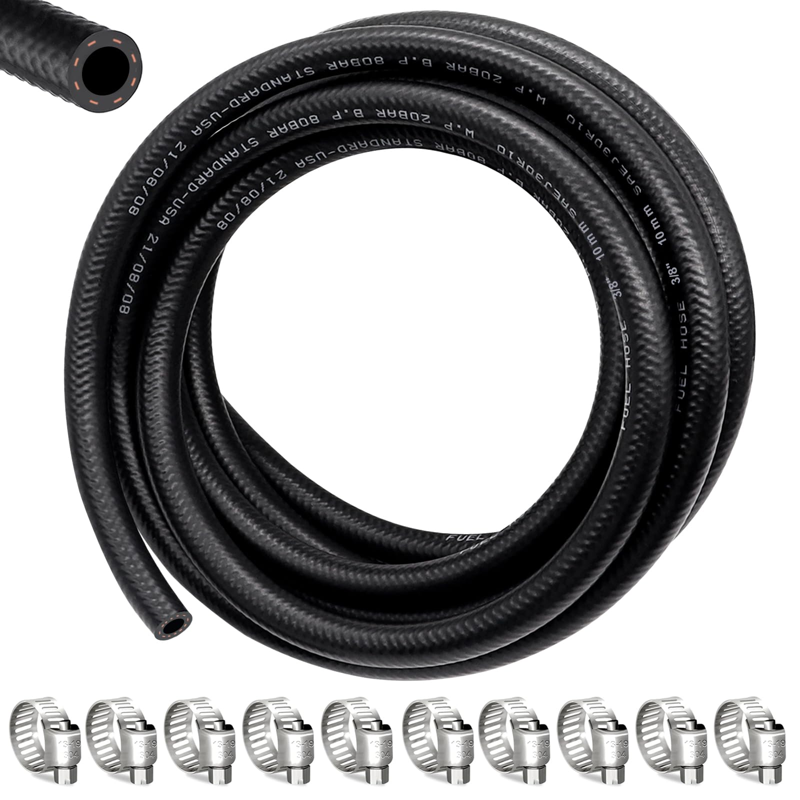 Amazon.com: smseace 3/8 Inch 10Ft Fuel Line Hose NBR Rubber Fuel Line ...