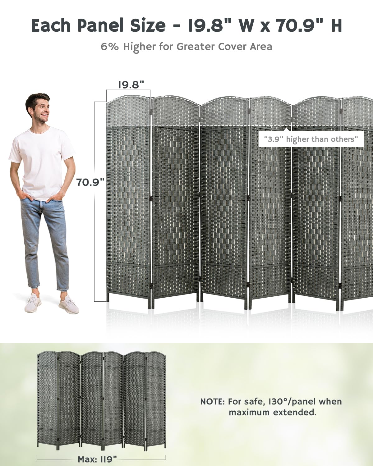 Snapklik.com : Room Divider 6 Panel Room Divider Wall, 6ft Tall Divider ...