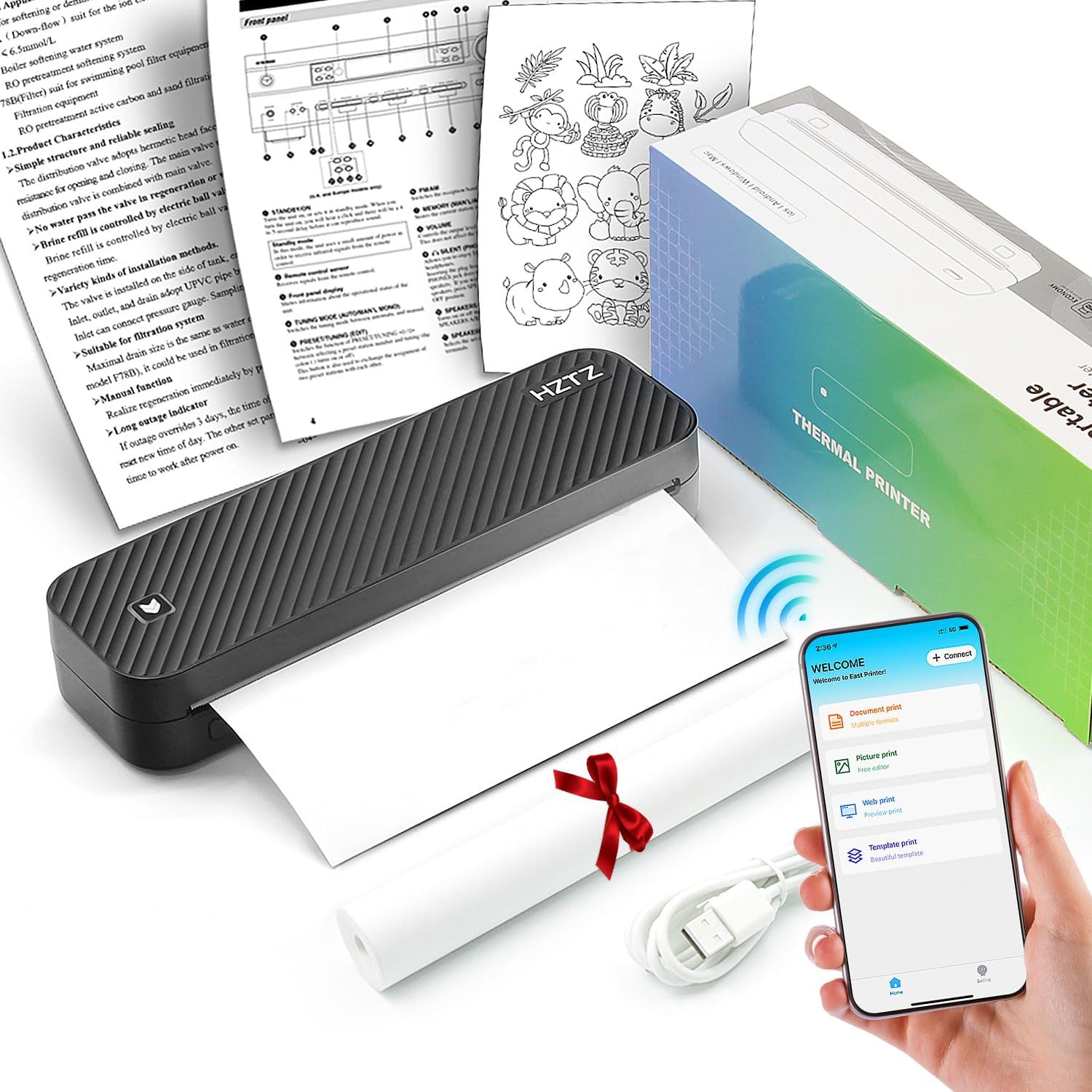 Amazon.com: SLCZCZ Thermal Wireless Portable Printer for Travel ...