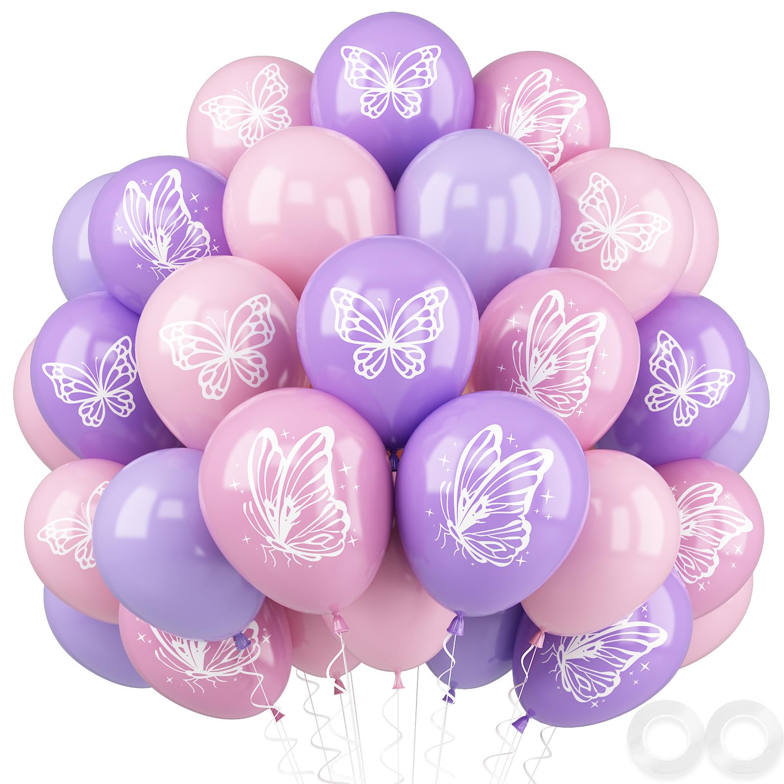 Amazon.com: Butterfly Balloons, 52 PCS 12 Inch Pink Purple Butterfly ...