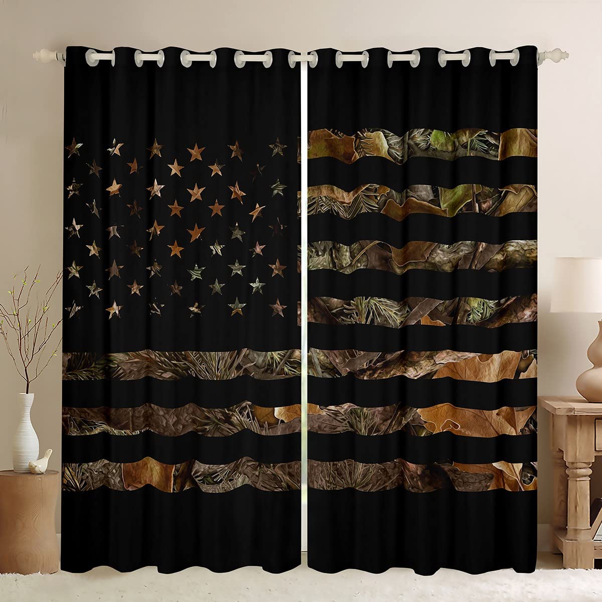 Amazon.com: American Flag Camo Window Curtains 42"Wx63"L,Hunting ...