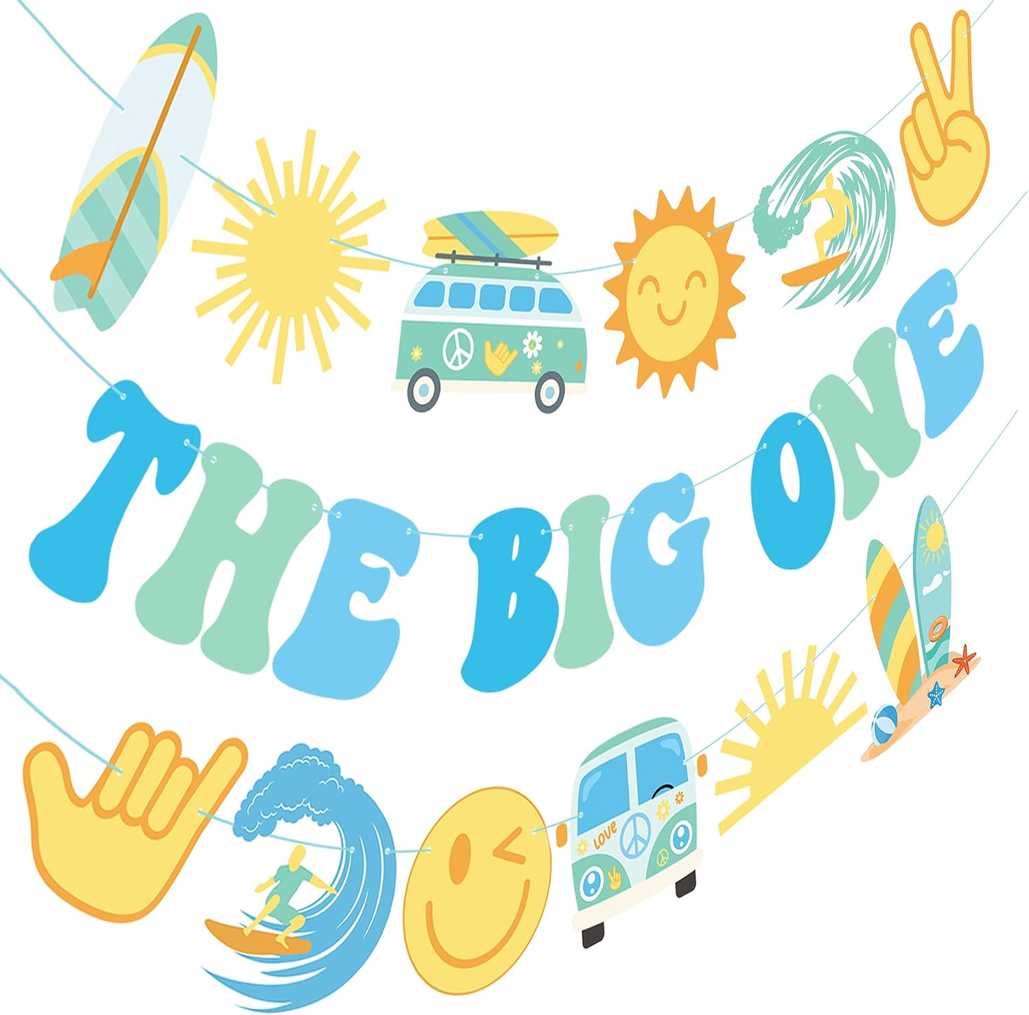 Amazon.com: The Big One Retro Surf Banners 3Pcs Hippie Groovy Surf ...