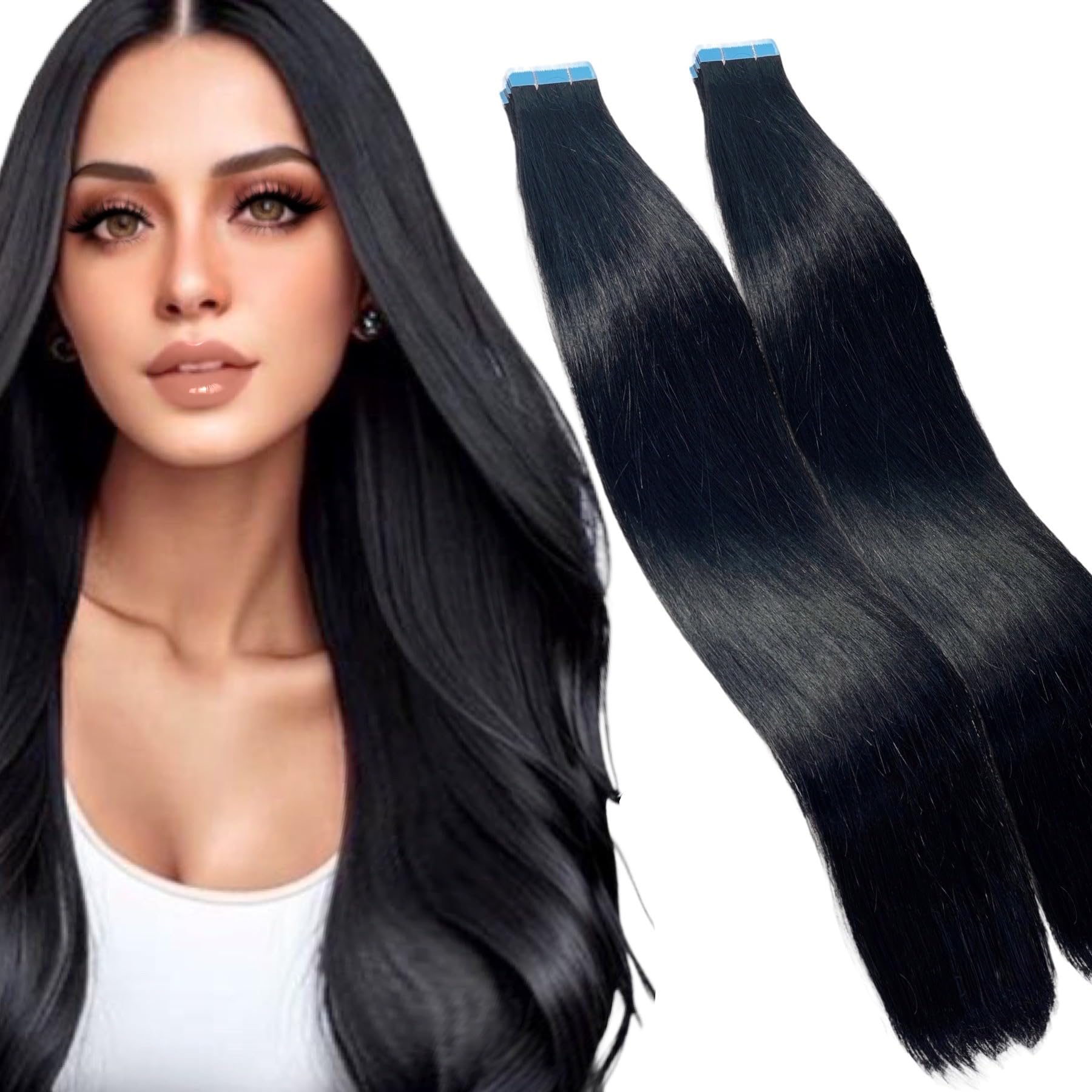 Amazon.com : Joe Green Tape In Hair Extensions 100% Remy Human Hair (18 ...