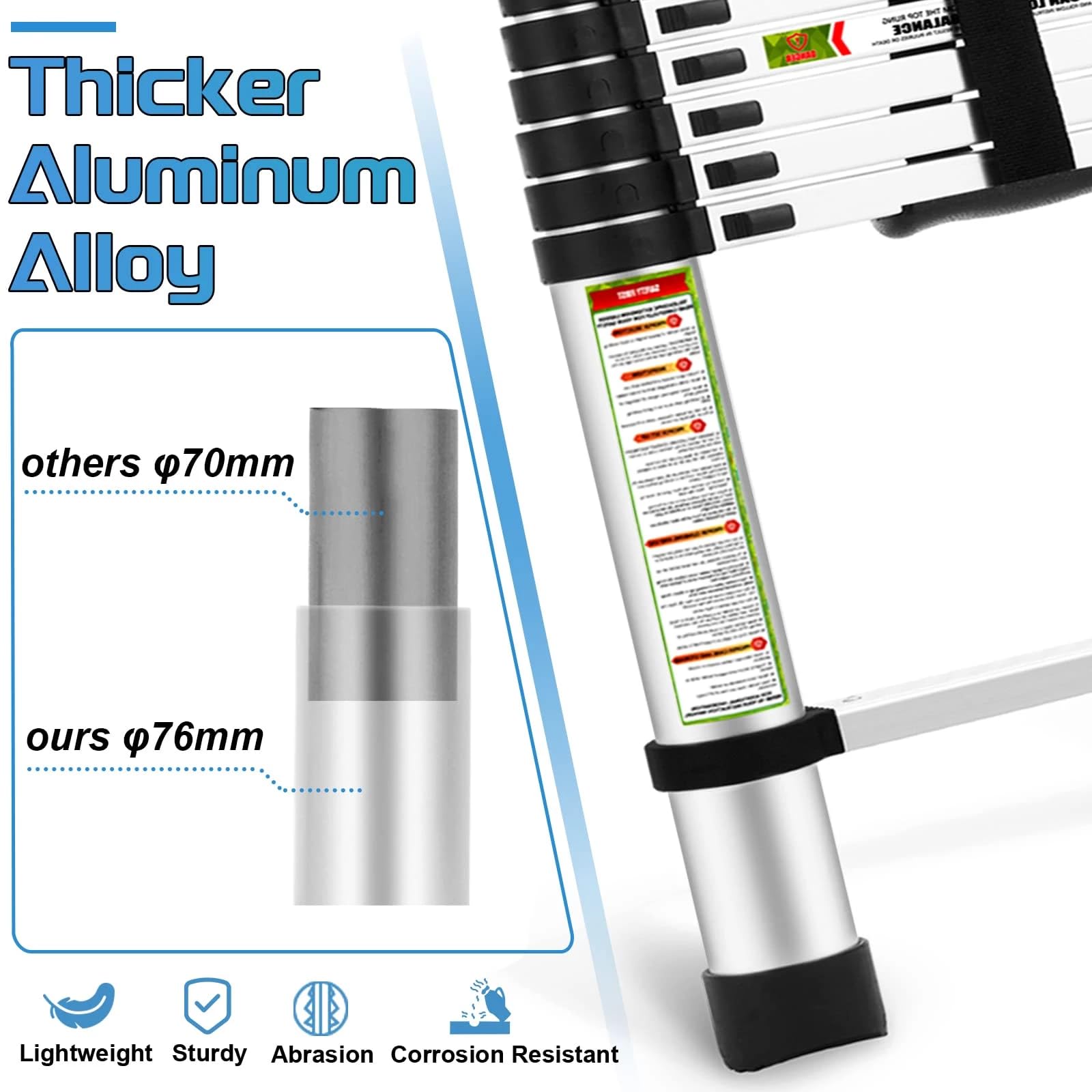 Snapklik.com : Telescopic Ladder, 16.5FT RIKADE Aluminum Telescoping Ladder