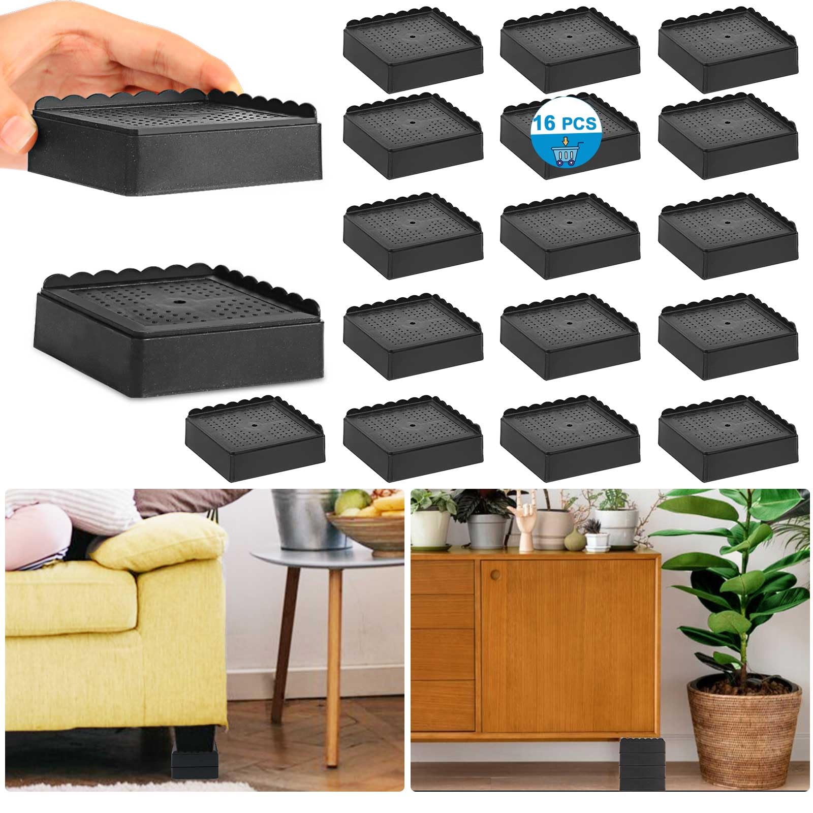 Amazon.com: EGTTGIN Bed Risers 1 inch, 2 inch, 3 inch, 4 inch Heavy ...