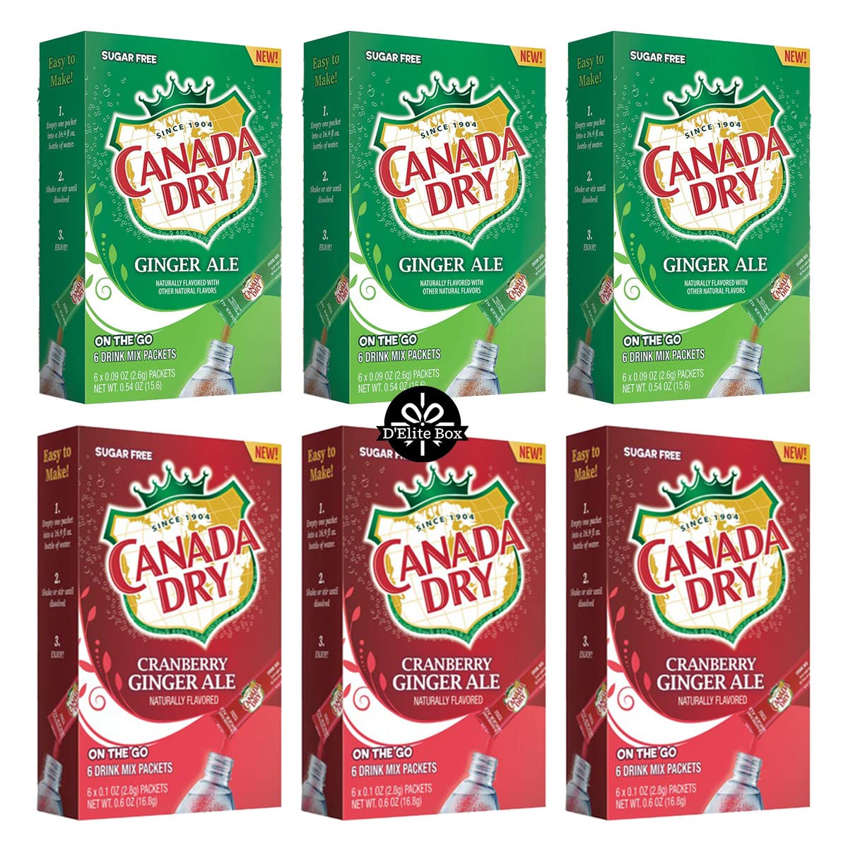 Amazon.com : Canada Dry Ginger Ale Powdered Drink Mix 6 Boxes of 6 ...