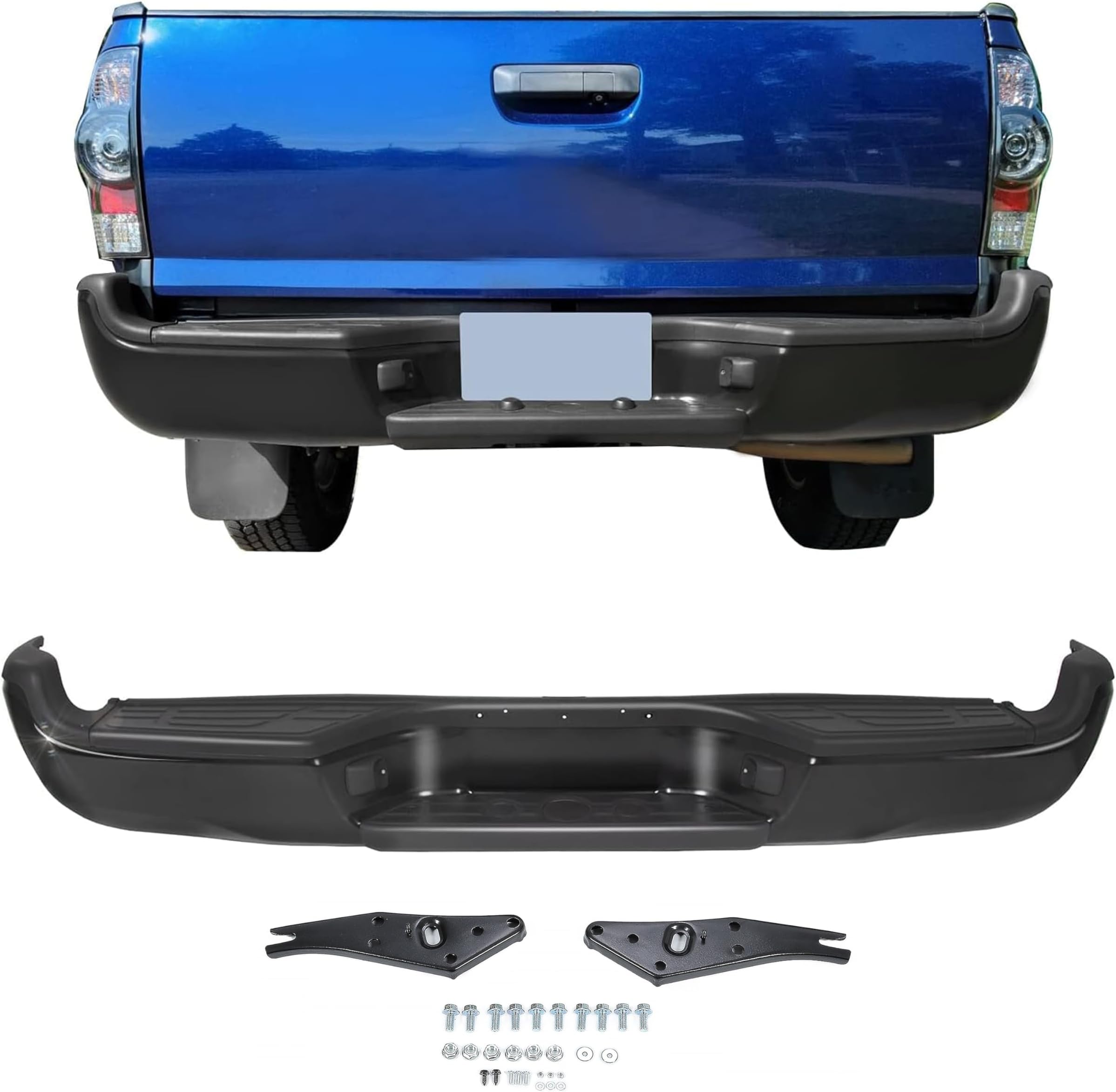 ECOTRIC Rear Step Bumper Steel Fleetside Styleside Black Compatible ...